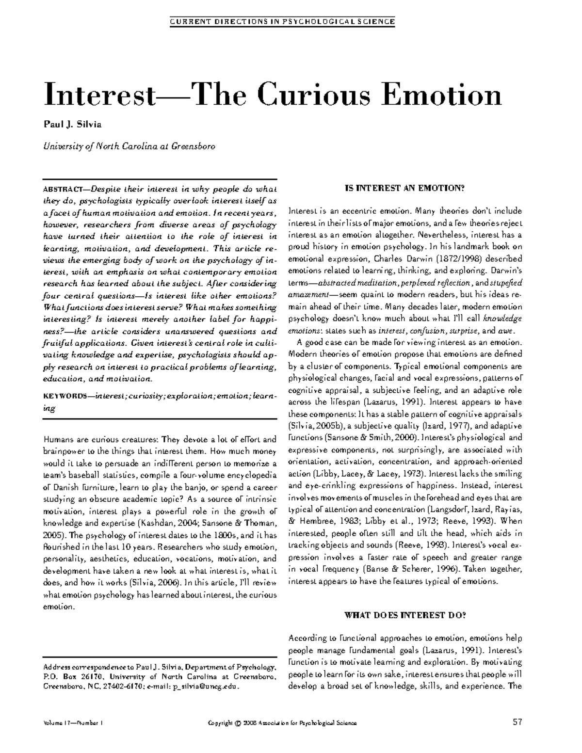 Silvia (2008 ) a60d50f0496f51839 f292e984708 eb72 - Interest—The ...