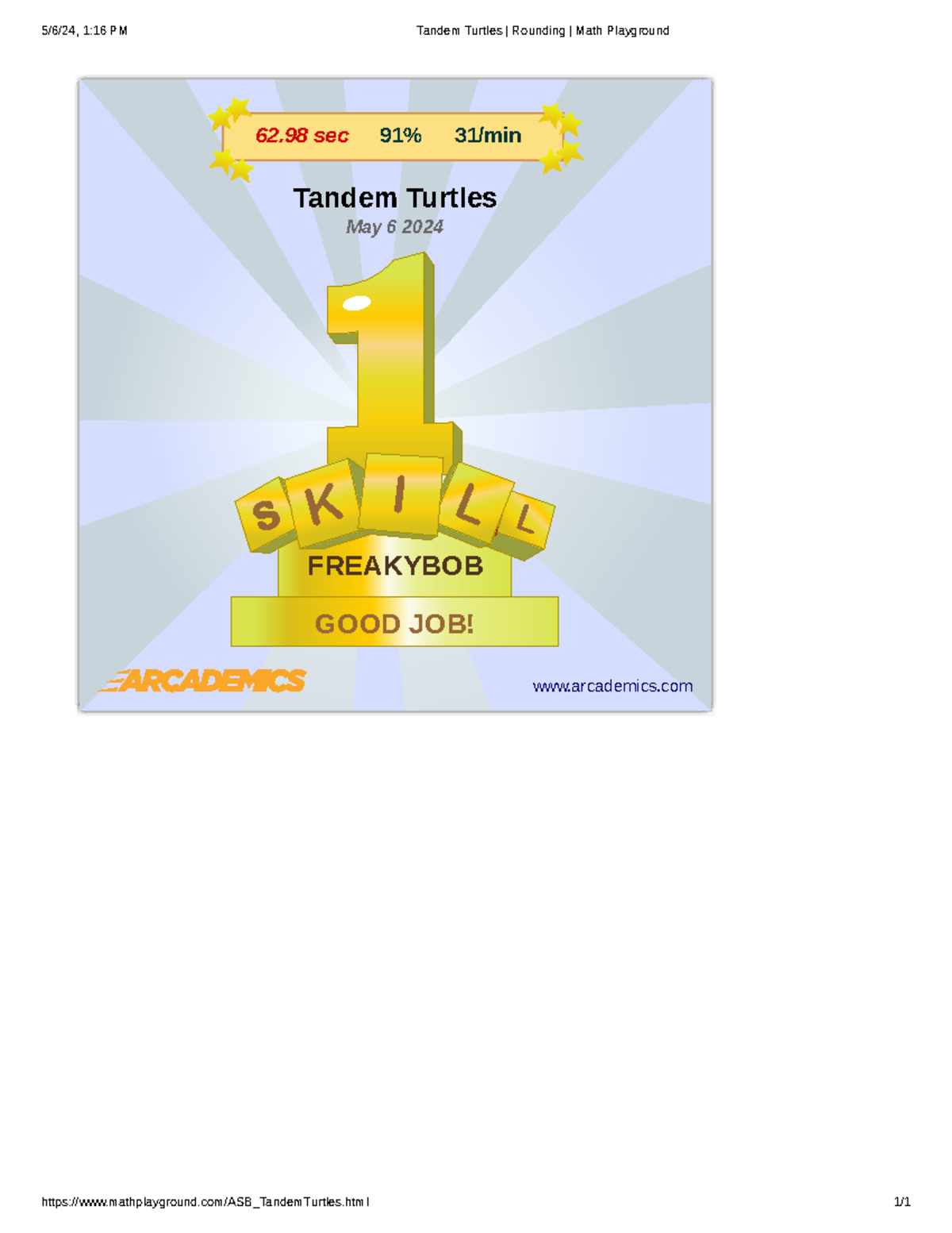 Tandem Turtles Rounding Math Playground - 5/6/24, 1:16 PM Tandem ...