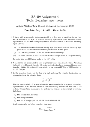 EA 410 Assignment 3 2021 2022 academic year - EA 410 Assignment 3 Topic ...