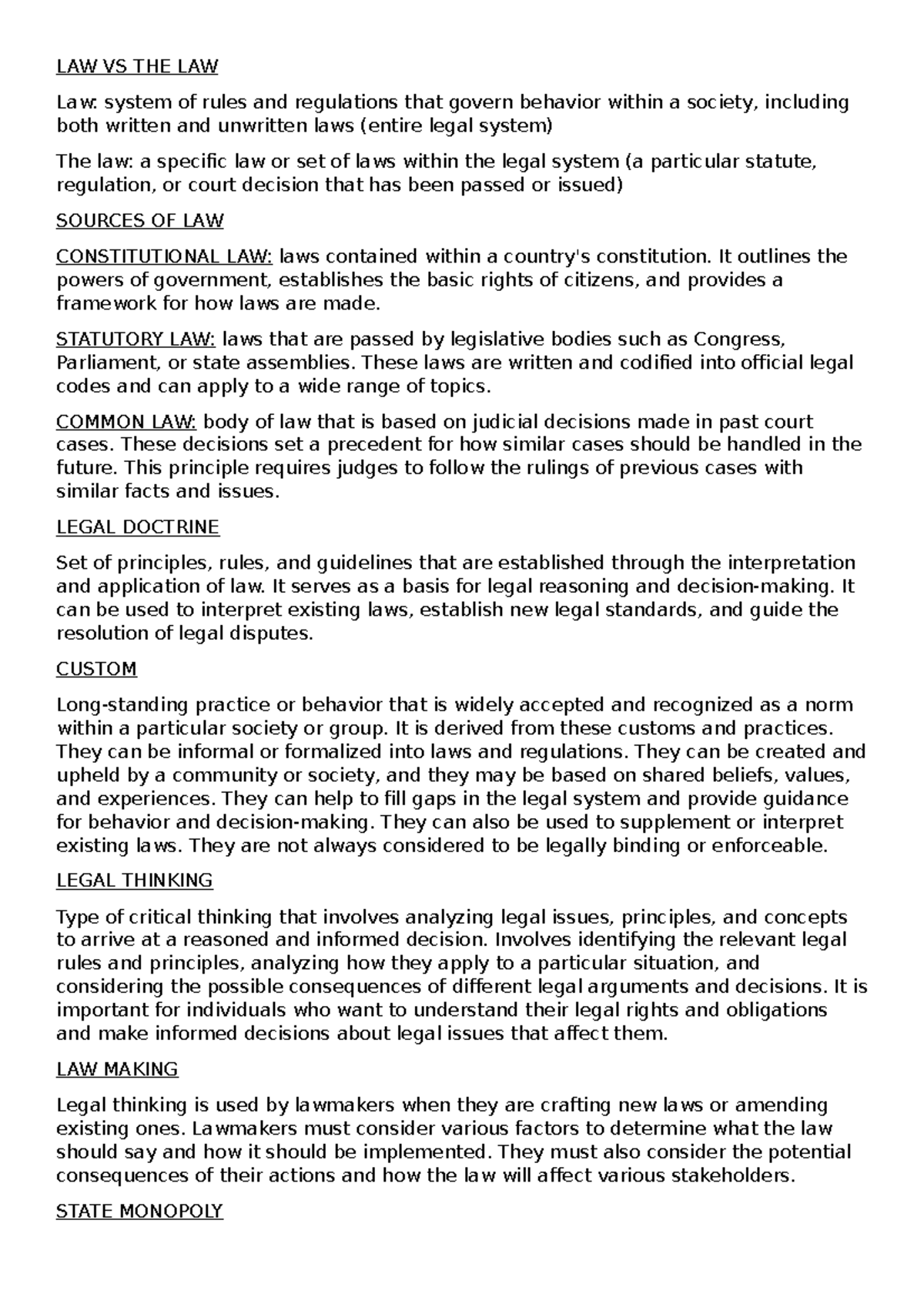 Law - Final - LAW VS THE LAW Law: system of rules and regulations that ...