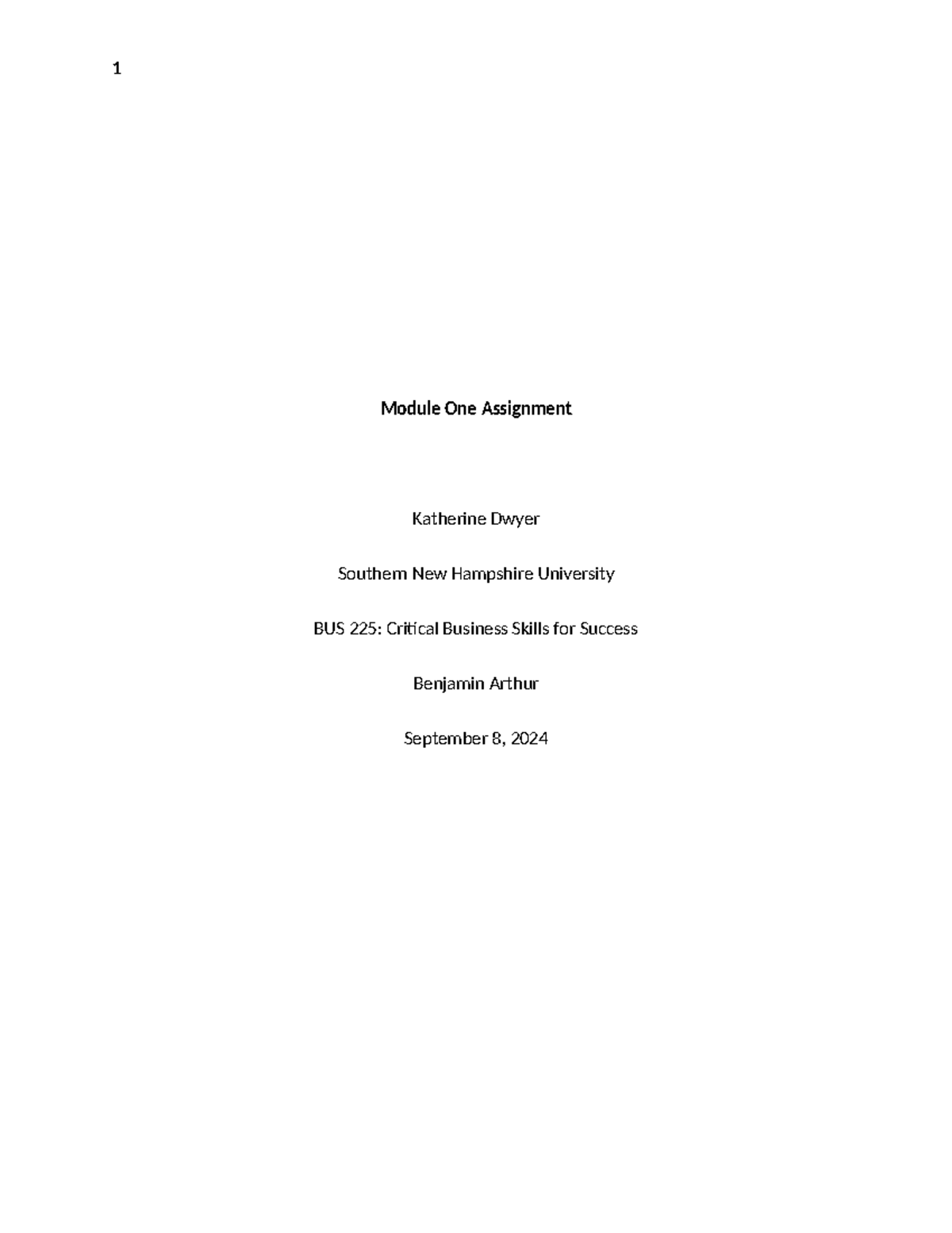 BUS225 Module One Assignment - Module One Assignment Katherine Dwyer ...