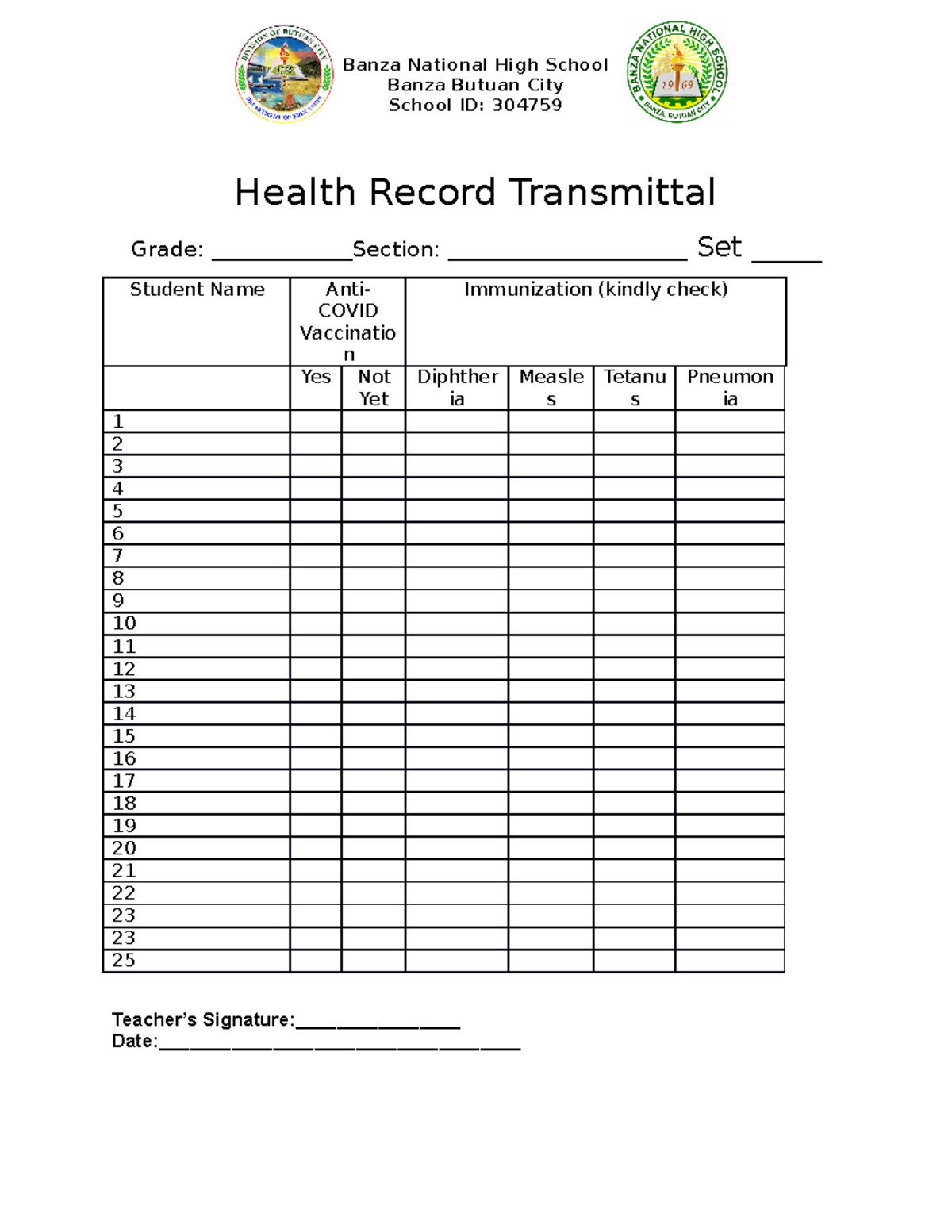 Cid-transmital - CID TRANSMITAL - Banza Butuan City School ID: 304759 ...