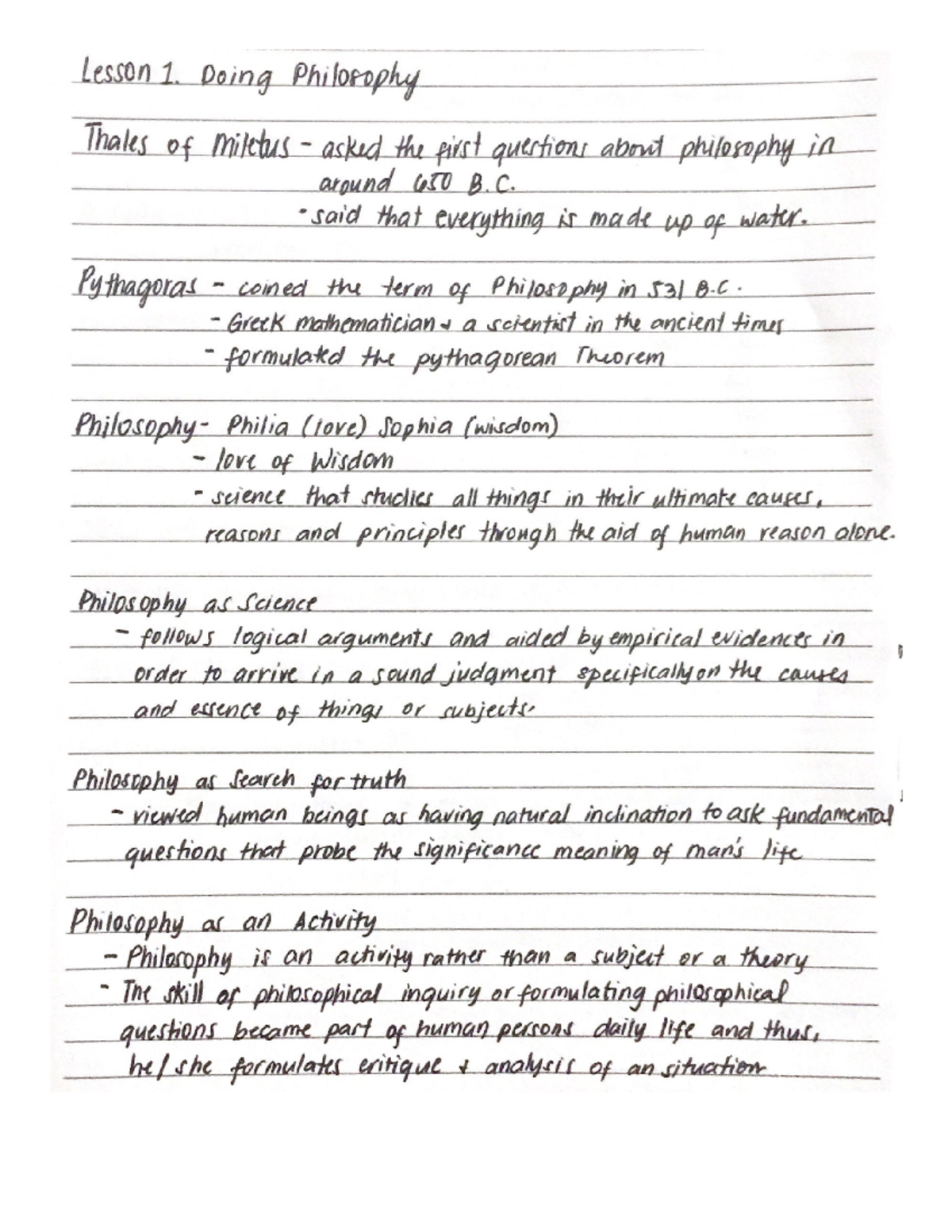 Philosophy- Reviewers - Lesson 1. Doing Philosophy Thales of miletus ...
