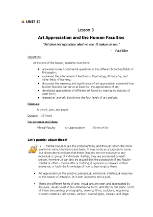 Module- GEd 108 Lecture 5 - Part 5: ART HISTORY The Beginnings of ...