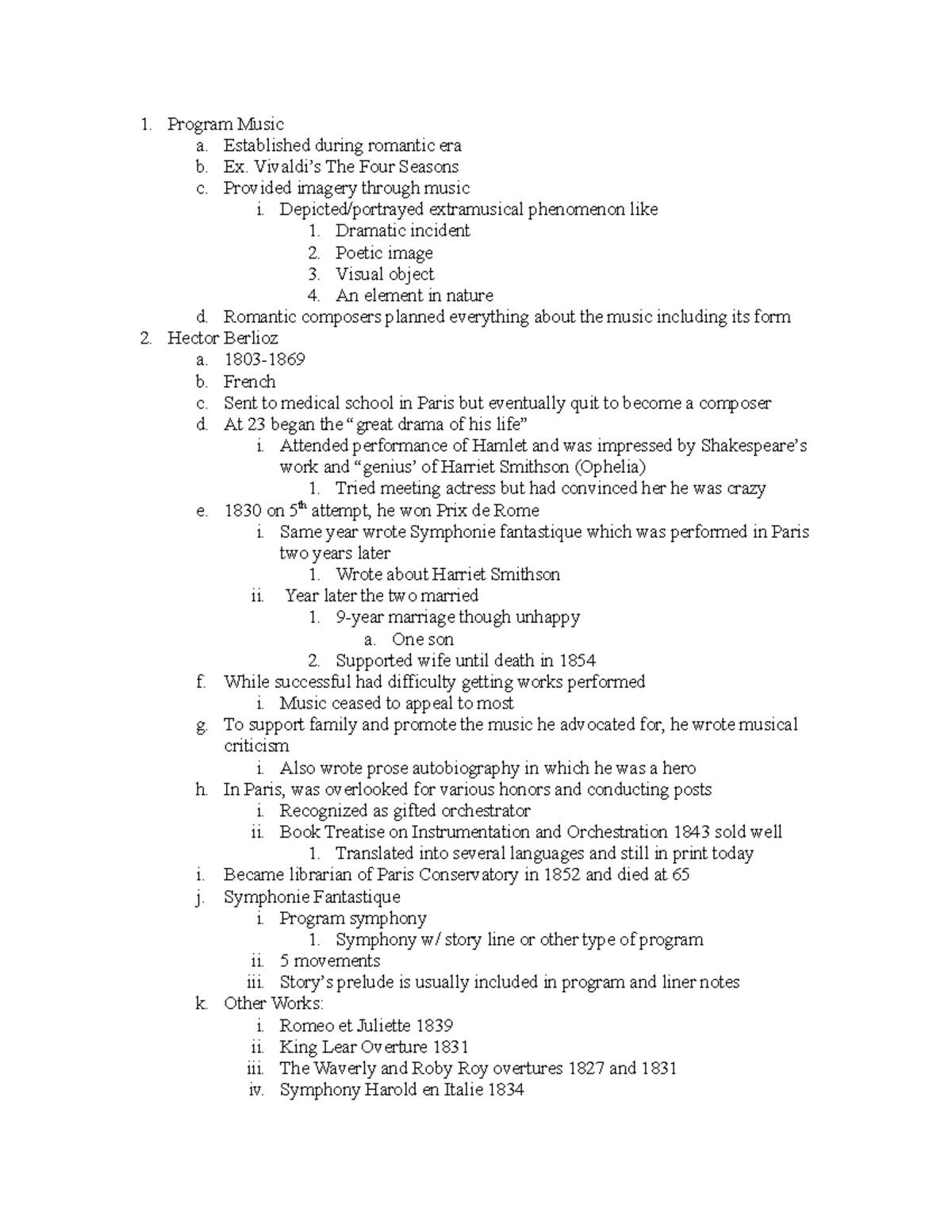 18. Romantic Program Music - 1. Program Music a. Established during ...