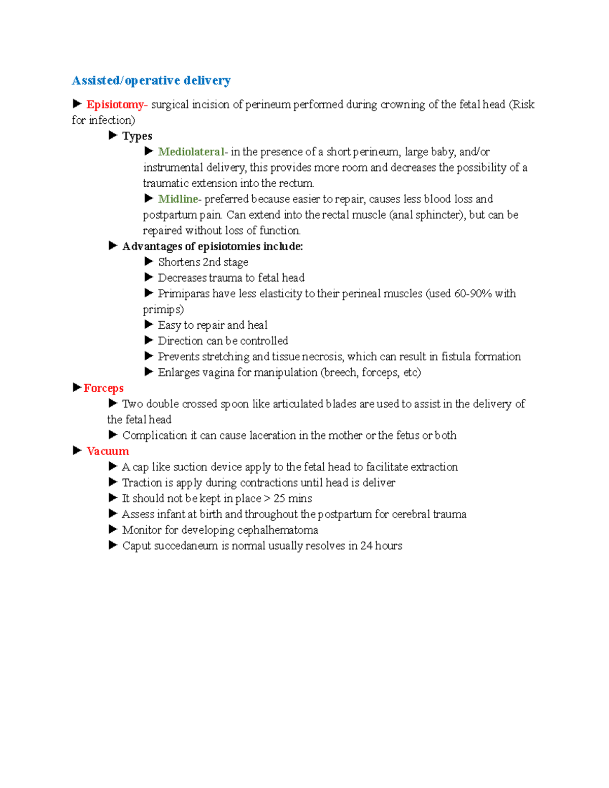 OB Assisted operative delivery - Assisted/operative delivery Episiotomy ...