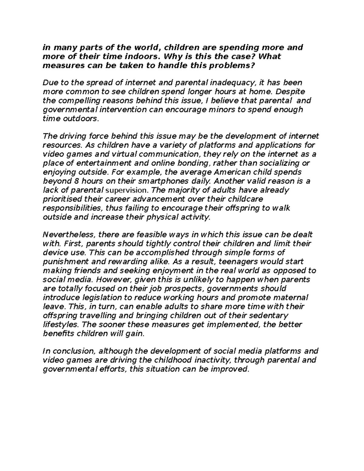 Essay 7 - I hope it will be of some use - in many parts of the world ...