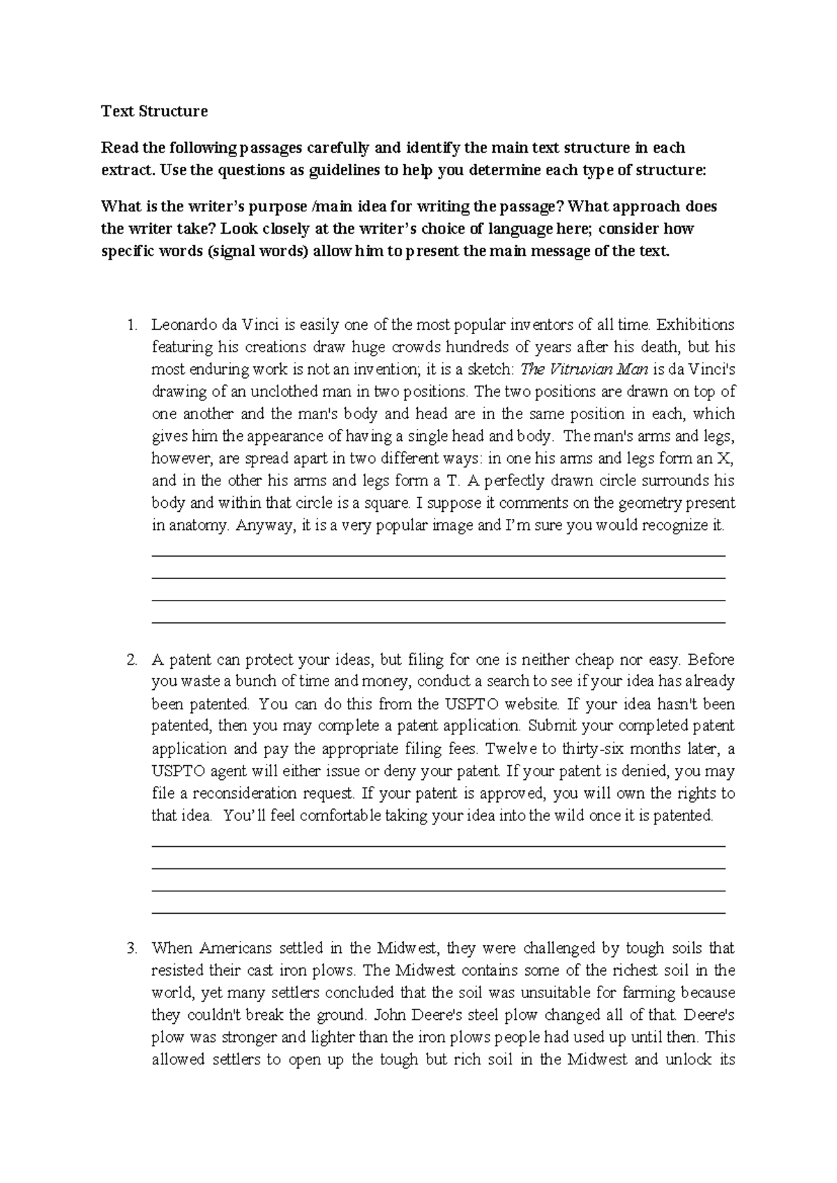 Text Structure Extracts - Text Structure Read the following passages ...