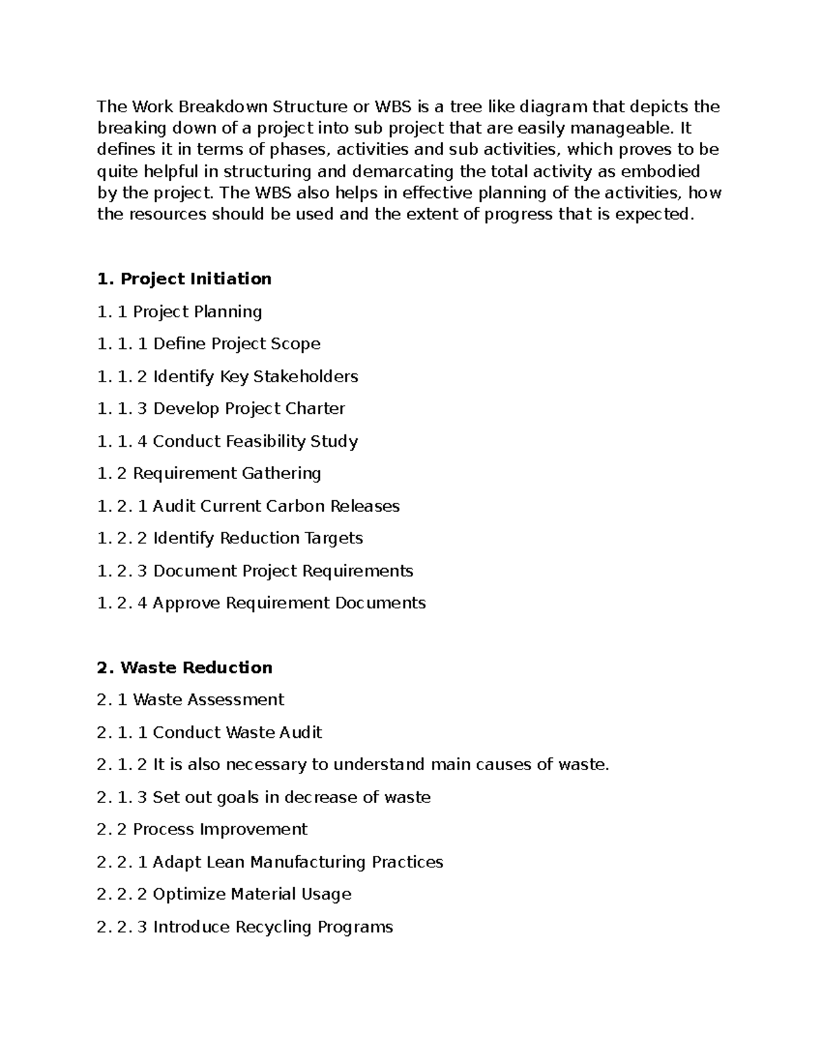 WBS Word - wbs - The Work Breakdown Structure or WBS is a tree like ...