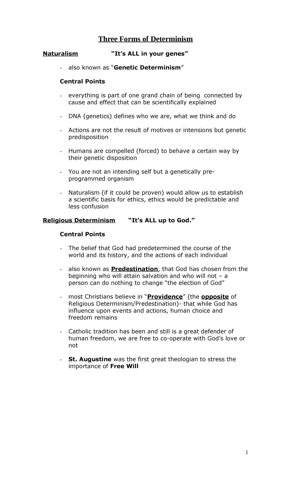 3 Forms of Determinism - Handout - Three Forms of Determinism ...