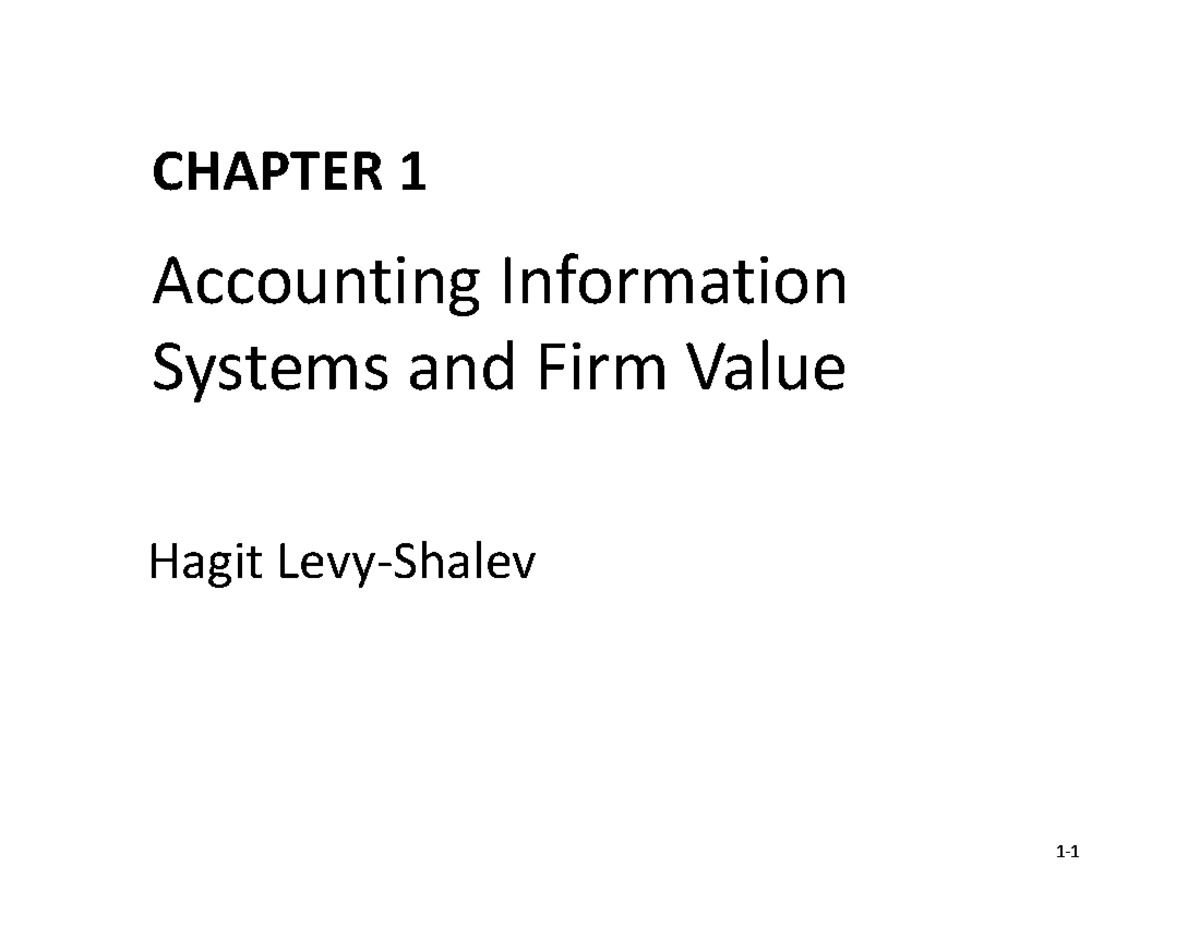 Chapter 1 BW - Slides - CHAPTER 1 Accounting Information Systems and ...