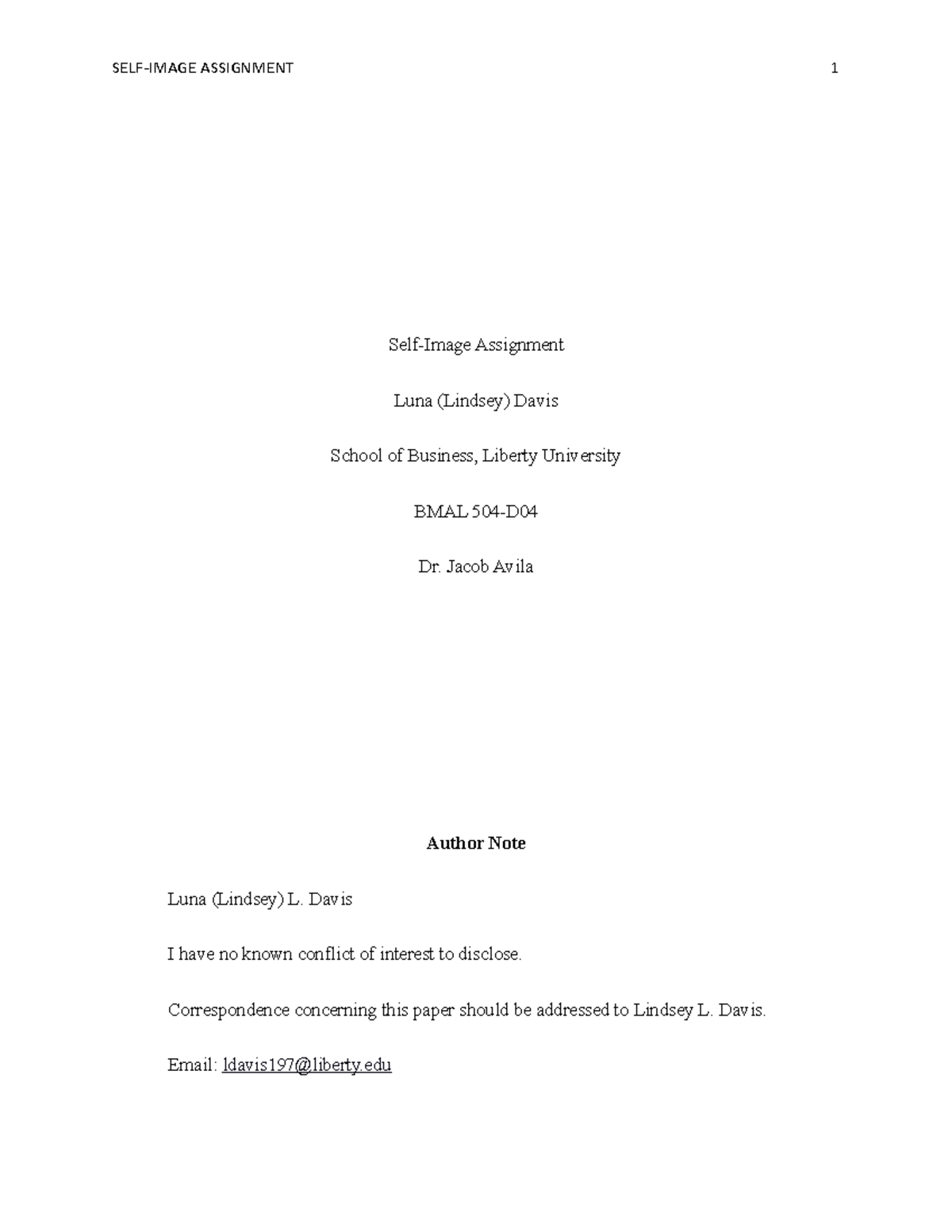 Self Image Assignment JCPenny - BMAL 504 - LU - Studocu