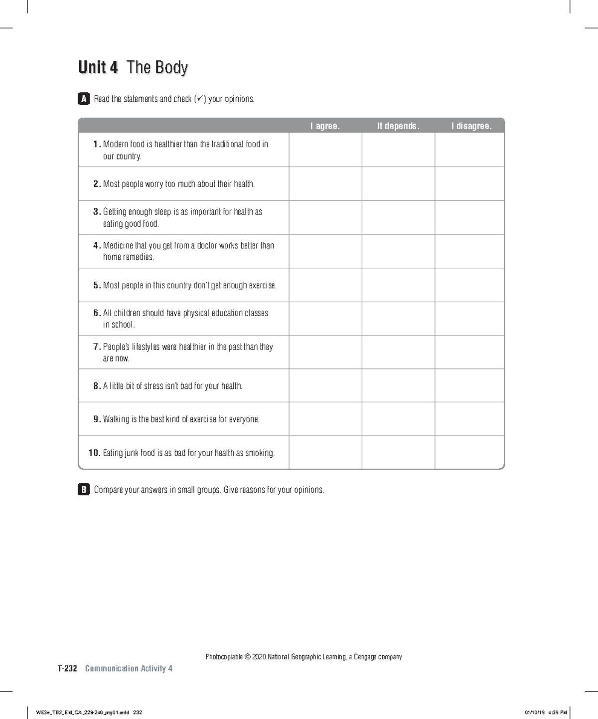 World english 3e level 2 communication activities unit 4 ...