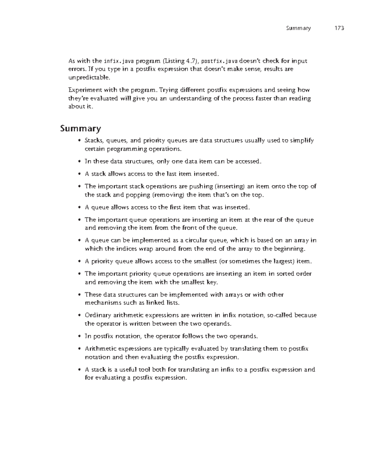 Summary and Questions Stack and Queue - As with the infix program ...