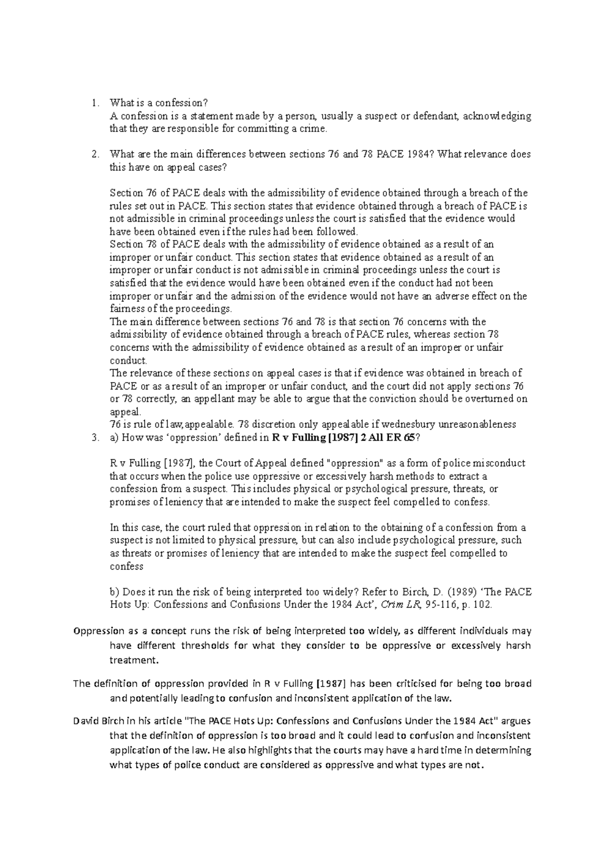 Seminar 12 - 1. What is a confession? A confession is a statement made ...