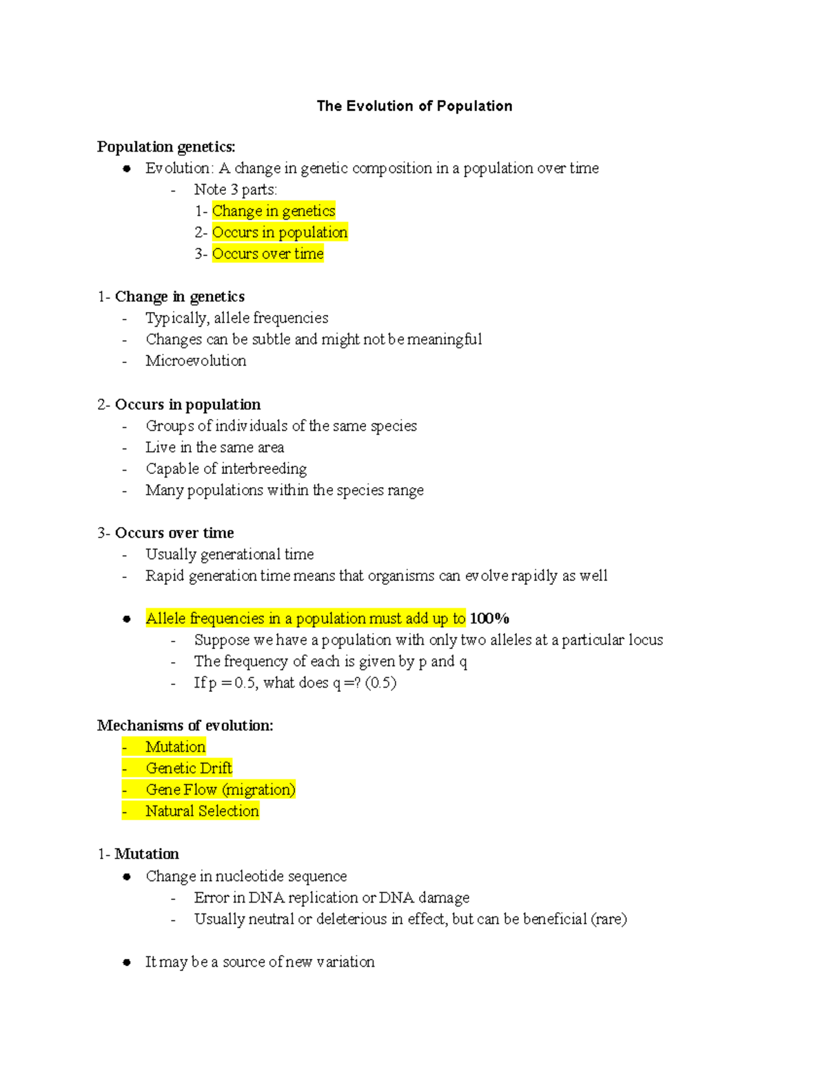 The Evolution of Population - The Evolution of Population Population ...