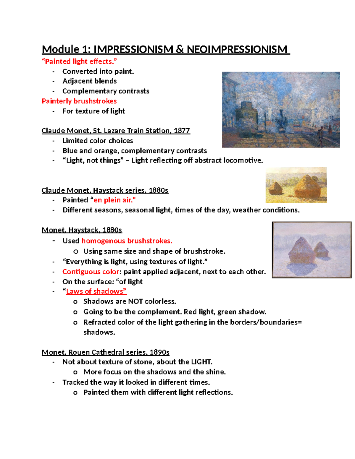 HIST OF ART MOD 3 - history of art test 3 - Module 1: IMPRESSIONISM ...