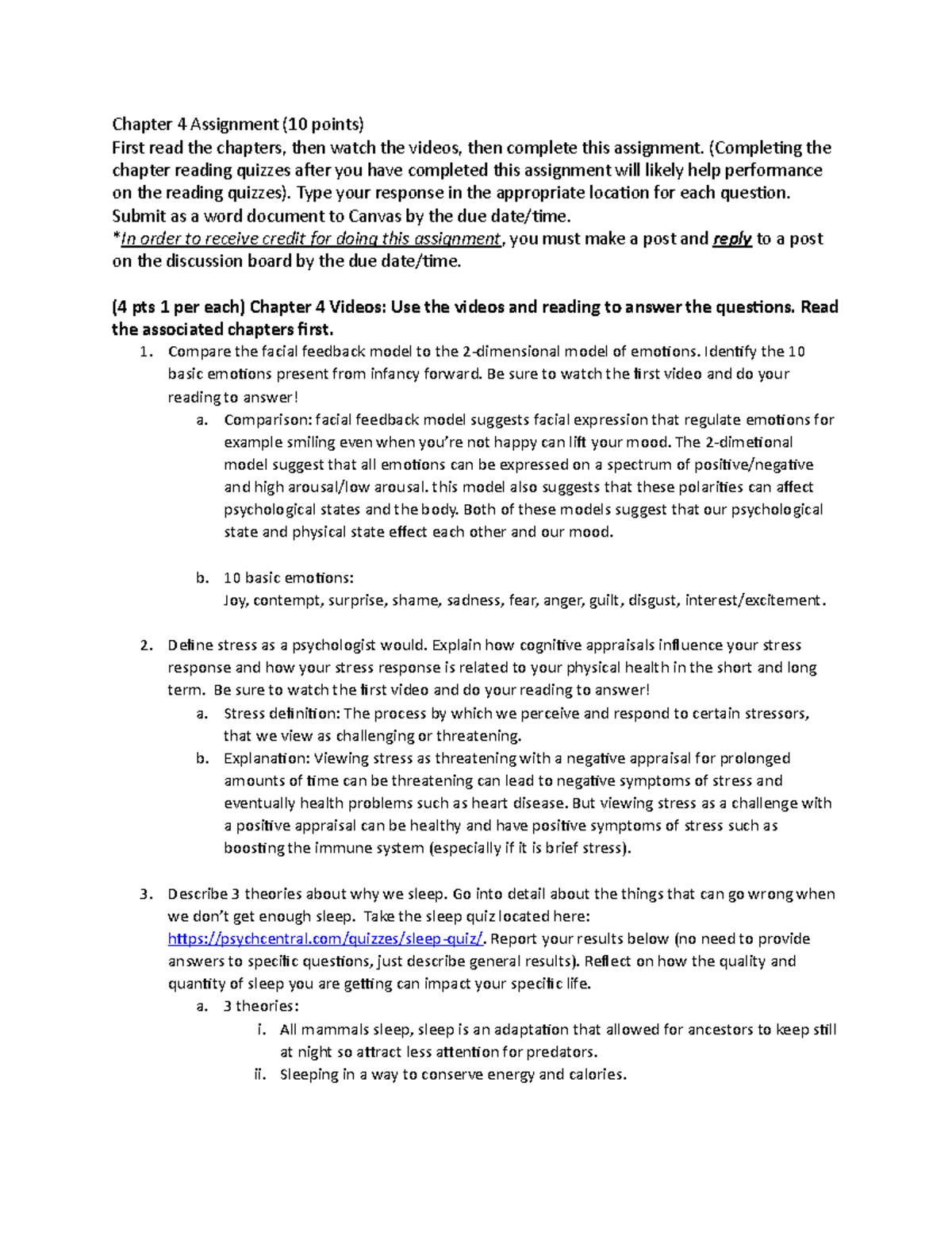 Chapter 4 Assignment - Chapter 4 Assignment (10 points) First read the ...