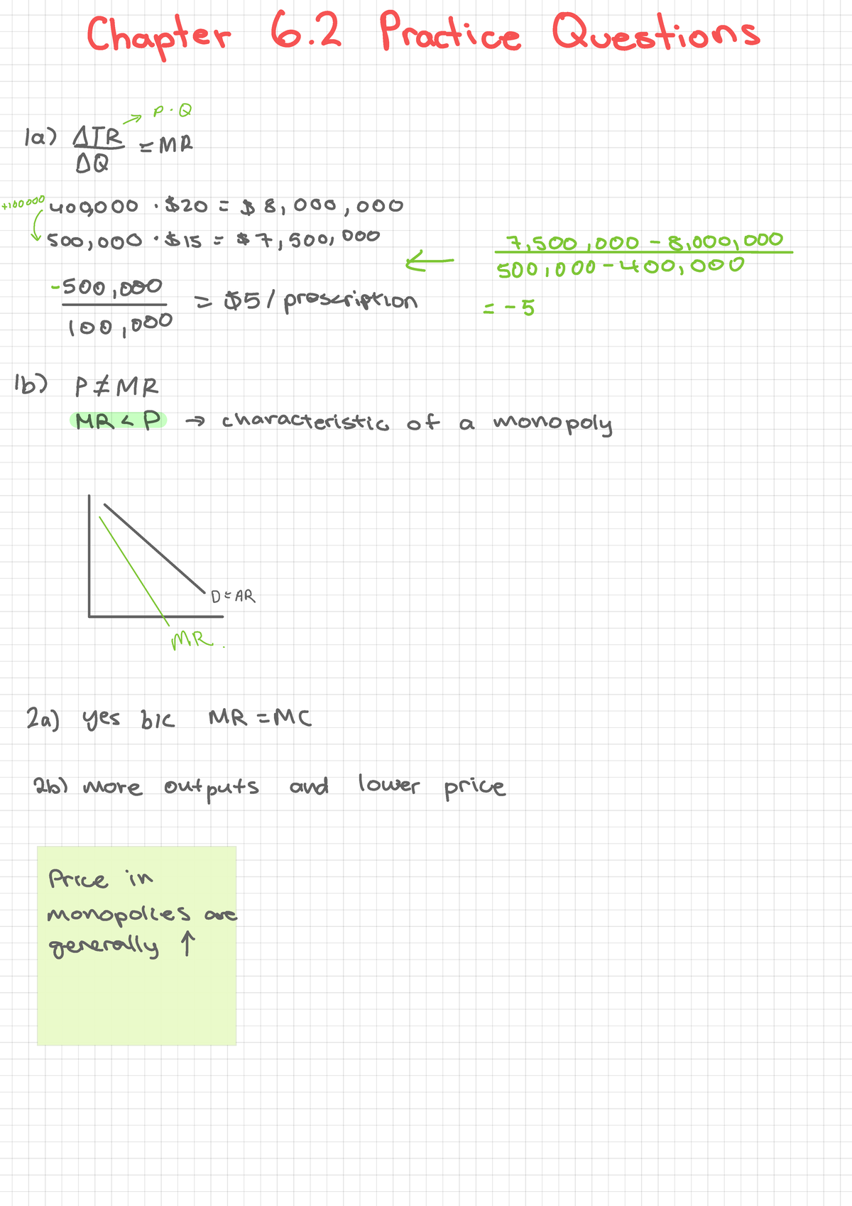 Chapter 6.2 Practice - Chapter 6 Practice Questions → P - Q Ia ) fg_¥=MR +100000400, . $ 20 I ...