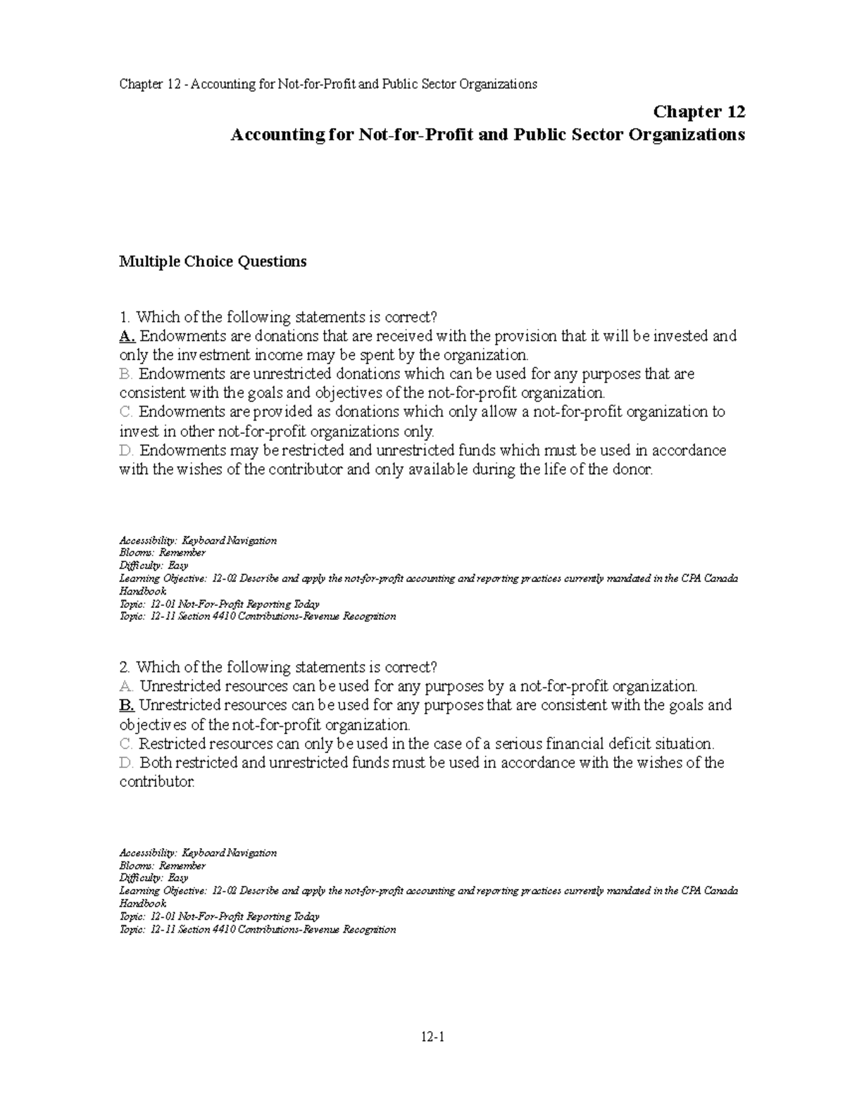 Chap012 - consolidated accounting - Chapter 12 Accounting for Not-for ...