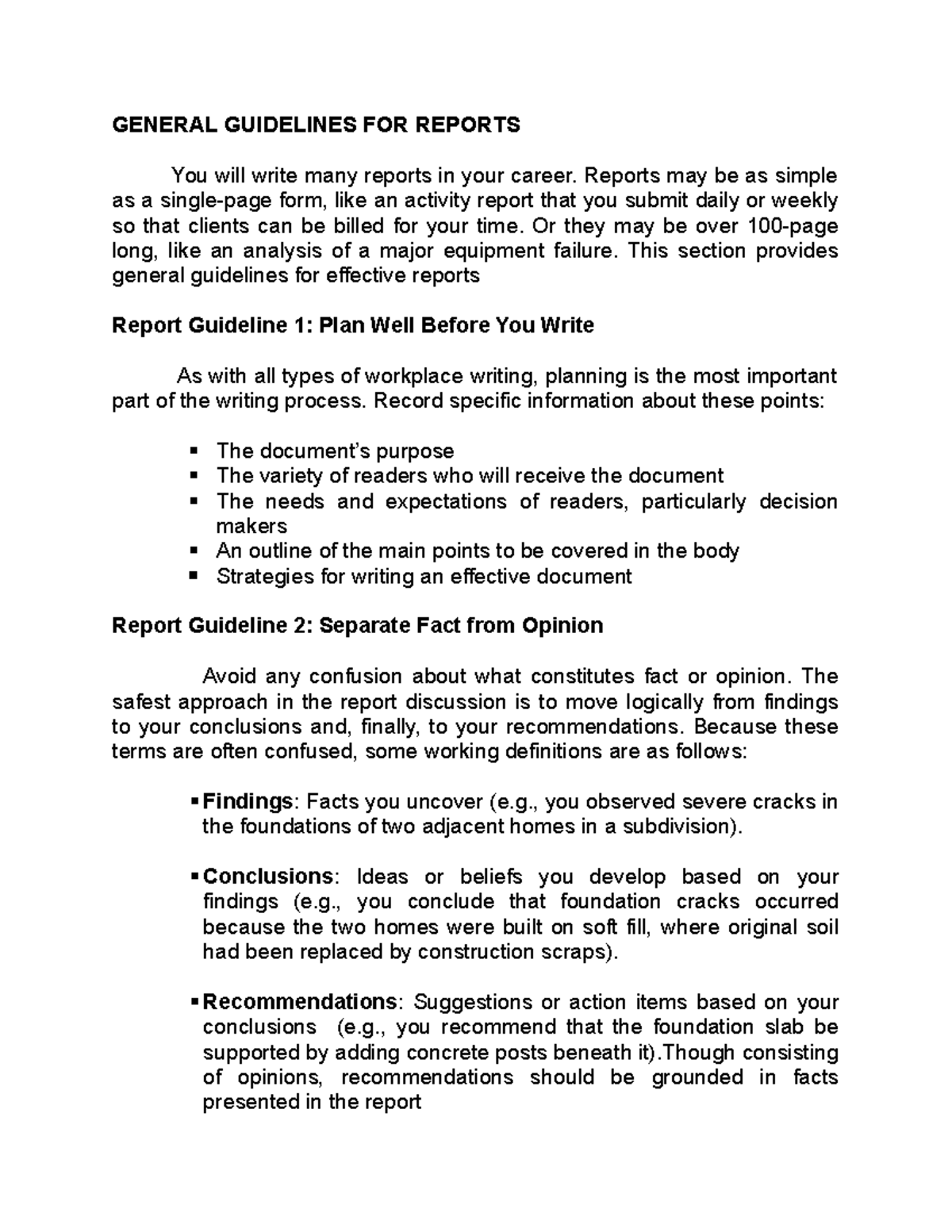 General Guidelines For Reports - GENERAL GUIDELINES FOR REPORTS You ...