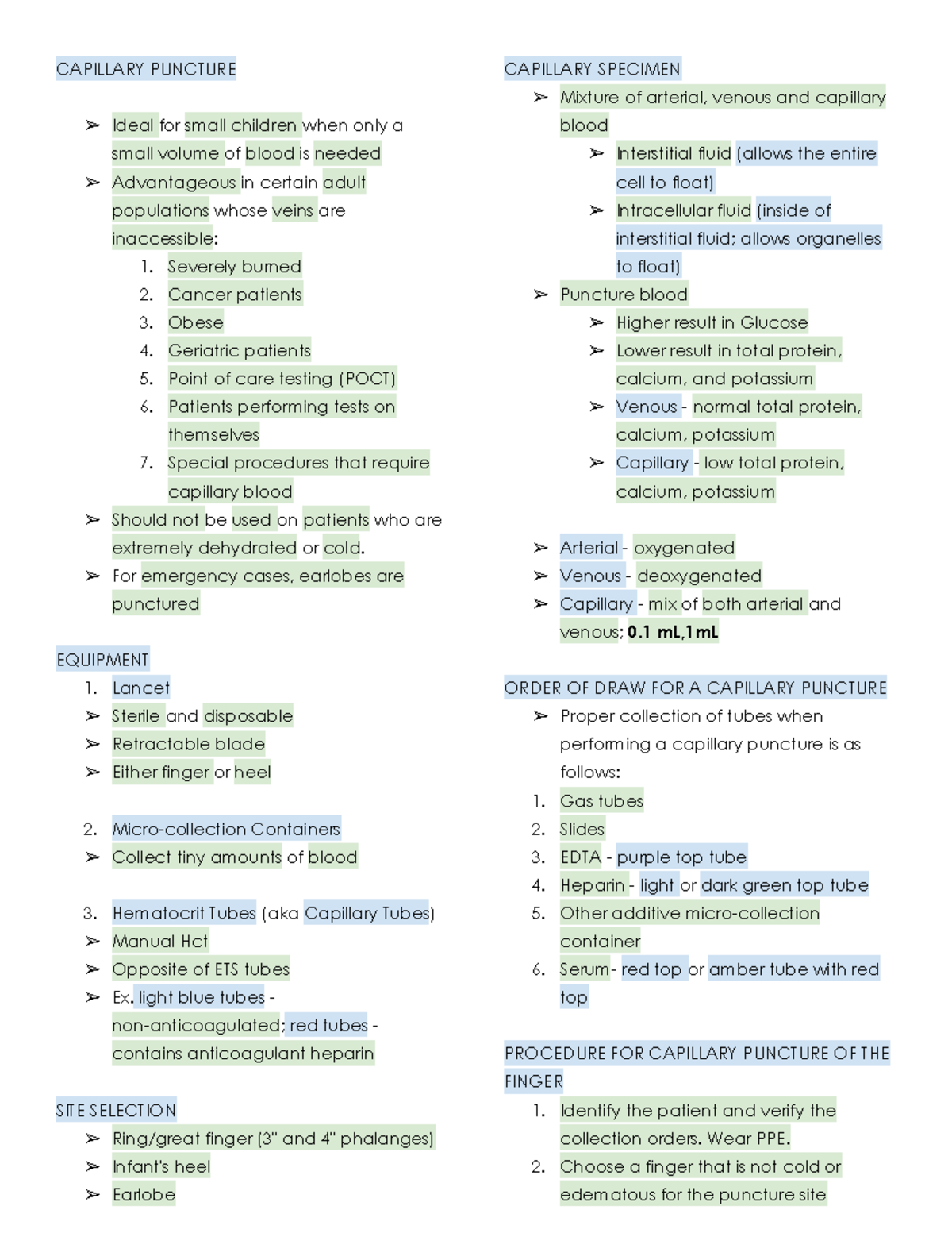 Capillary Puncture - this is a PMLS 2 lab/lecture note - CAPILLARY ...