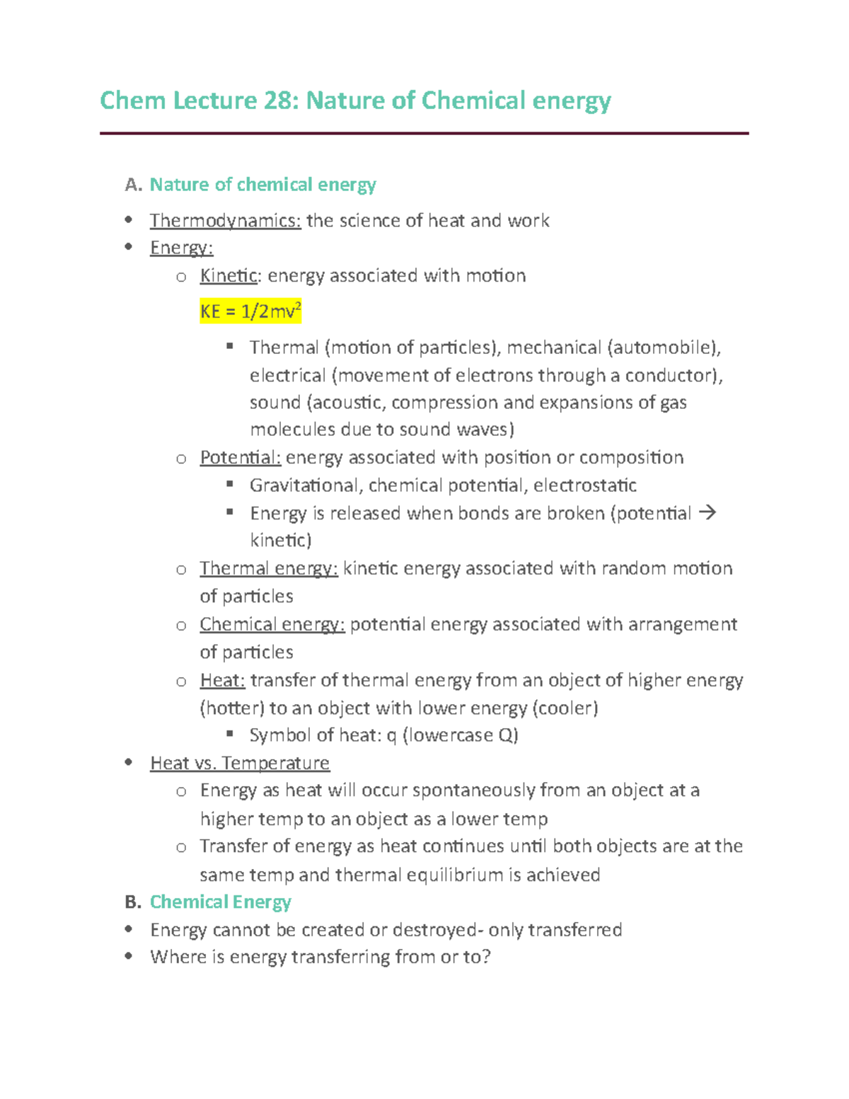 lecture notes chemical energy hilty - Chem Lecture 28: Nature of ...