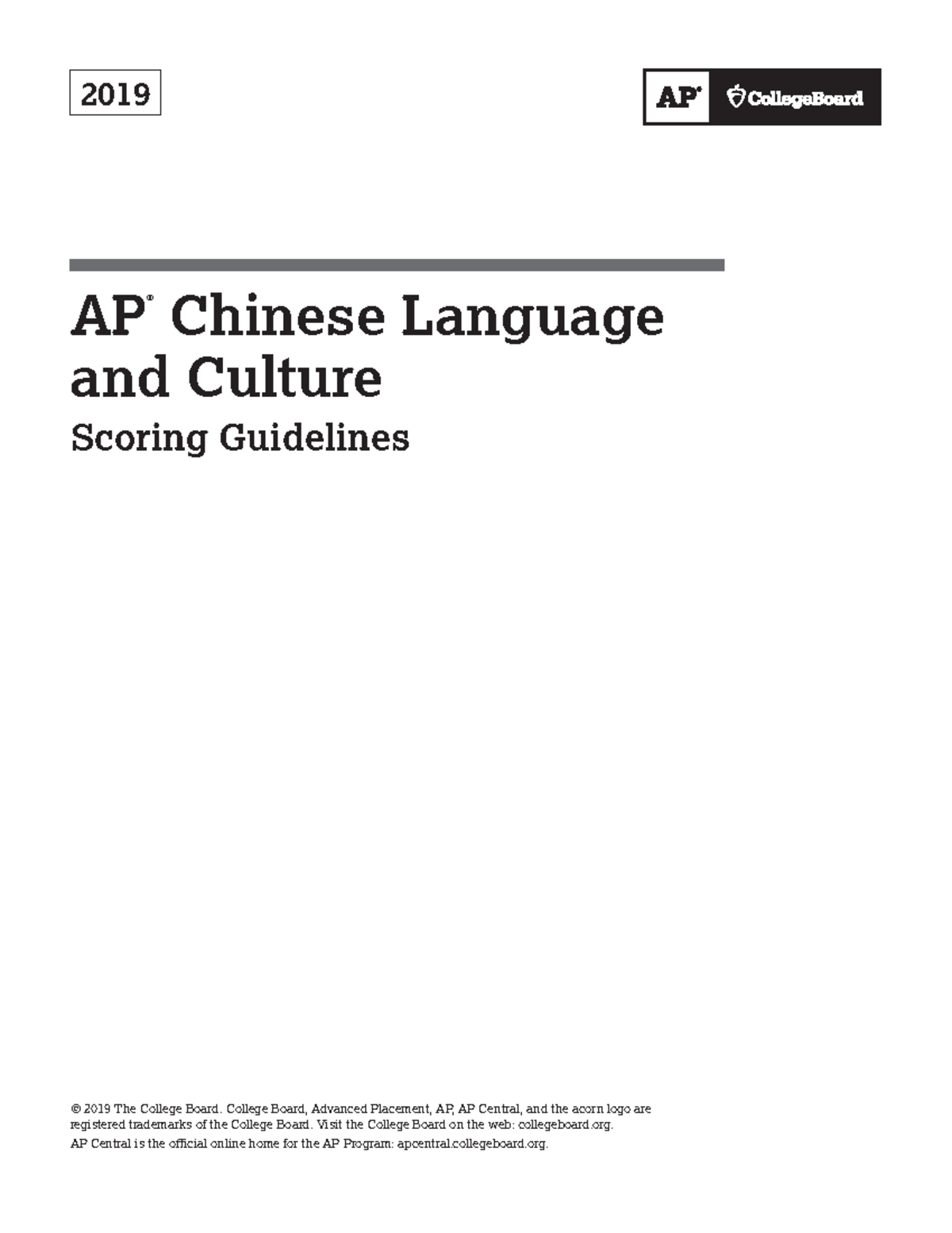 Ap19 sg chinese language - AP ® Chinese Language and Culture Scoring ...