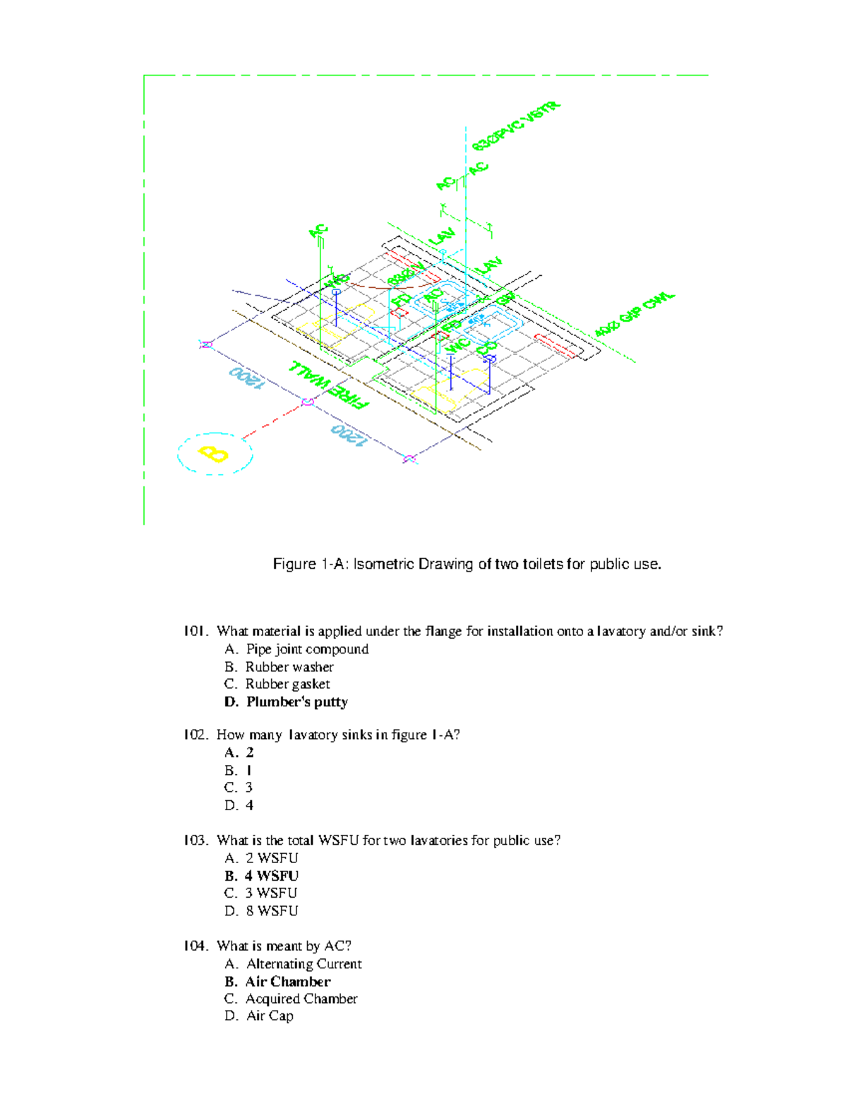 Master Plumber Practical Problems Part 2 - Figure 1-A: Isometric ...