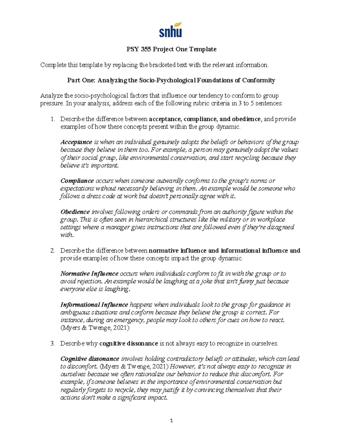 PSY 355 Project One - PSY 355 Project One Template Complete this ...
