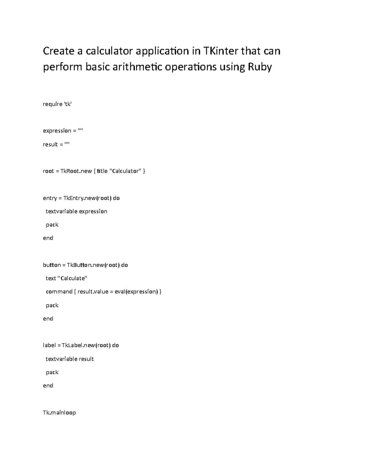 Comp6076-calci10-Ruby - Create a calculator application in TKinter that can perform basic ...