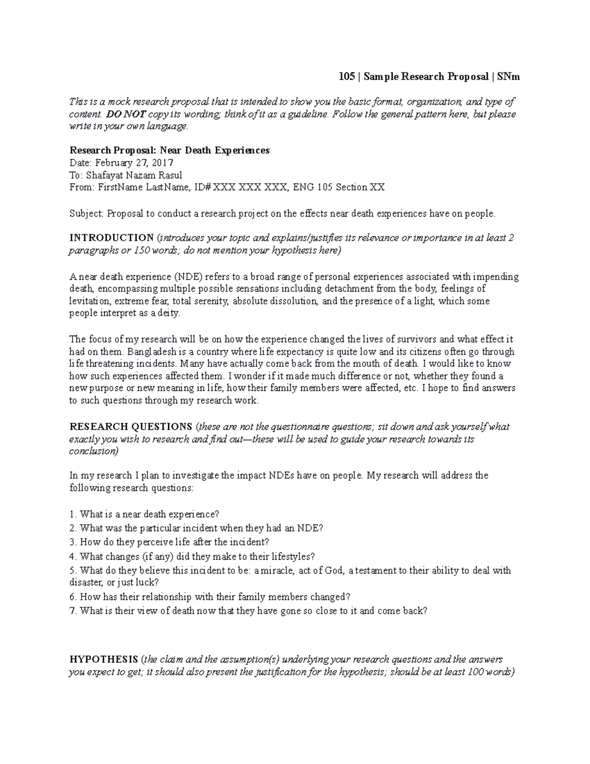 Research proposal sample - 105 | Sample Research Proposal | SNm This is ...