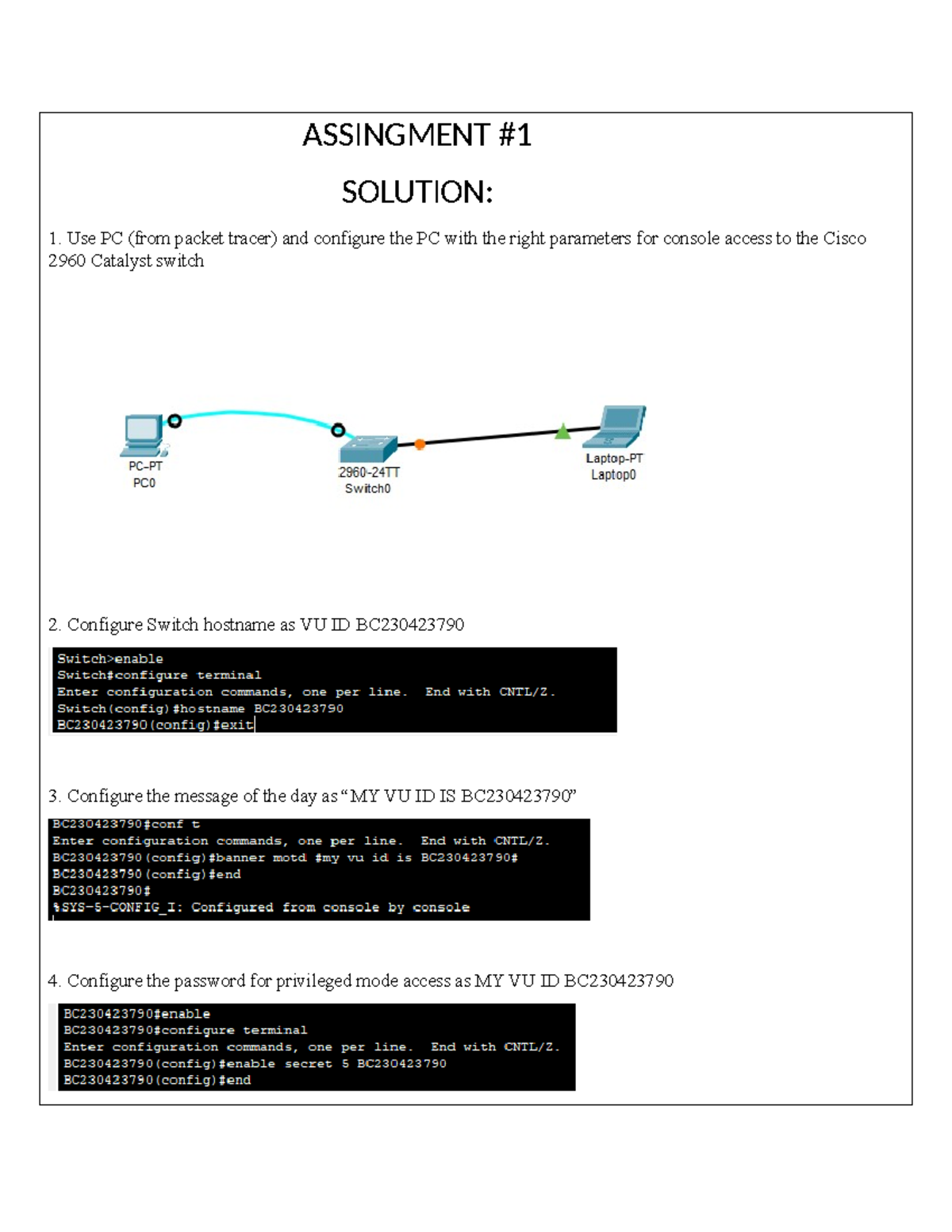 Assingment CS407 - ASSINGMENT SOLUTION: Use PC (from packet tracer) and ...