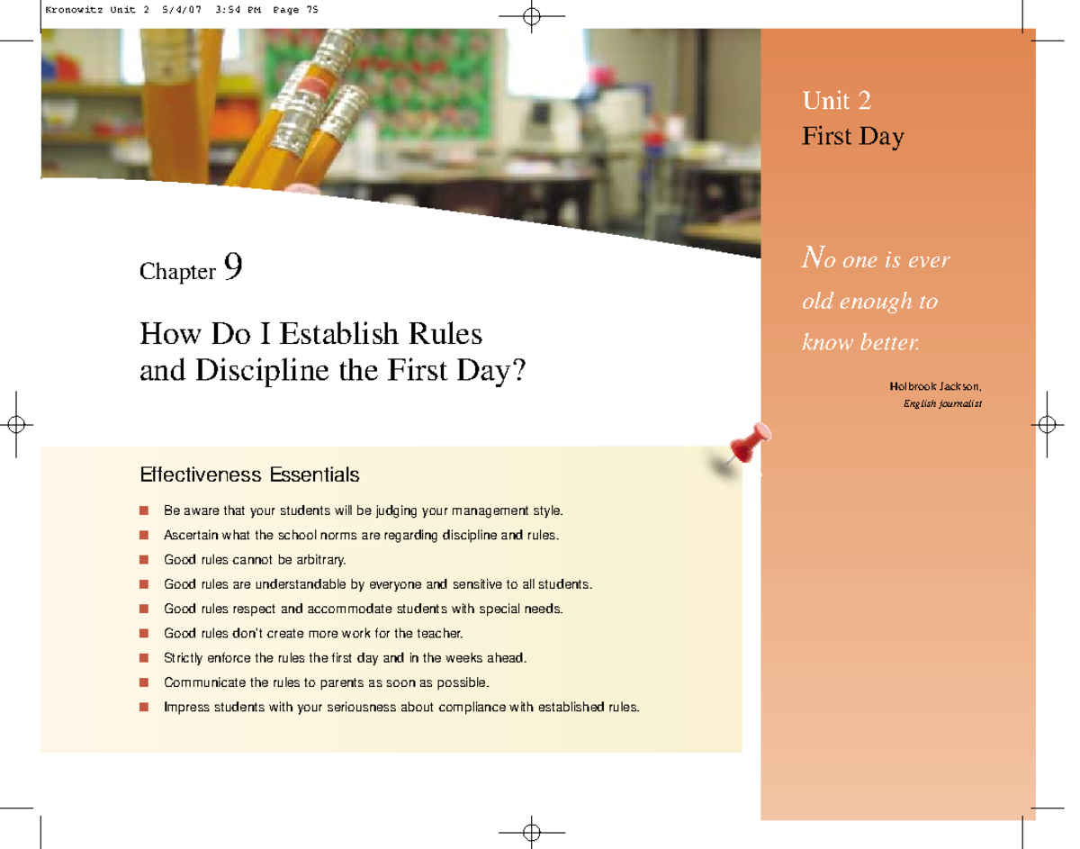 Classroom rules - Chapter 9 How Do I Establish Rules and Discipline the ...
