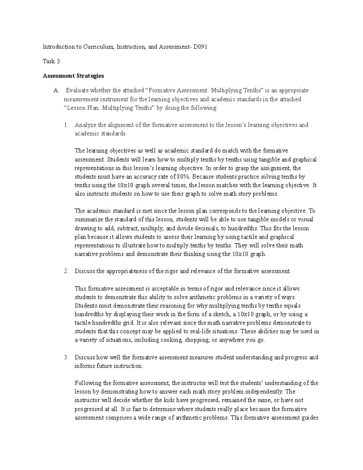 Task 3 - Passed - Introduction to Curriculum, Instruction, and ...