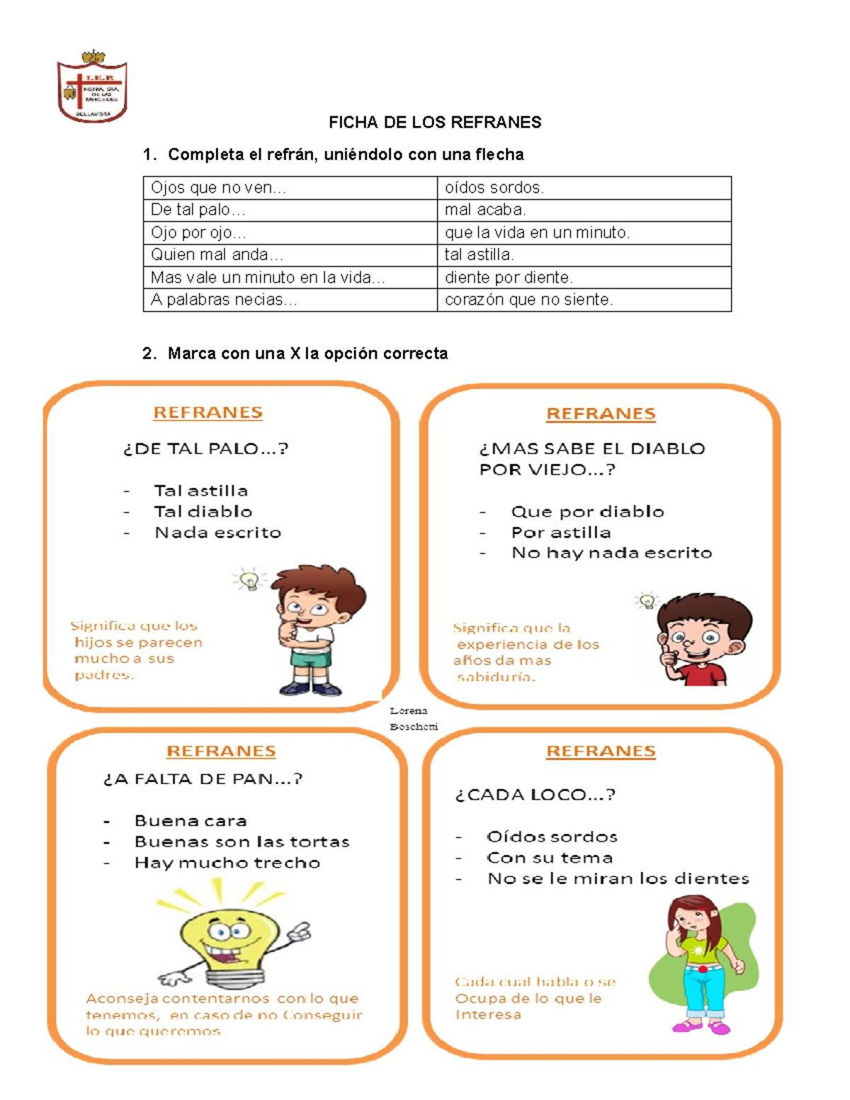 Ficha DE LOS Refranes - Comunicacion Y Lenguaje - FICHA DE LOS REFRANES ...