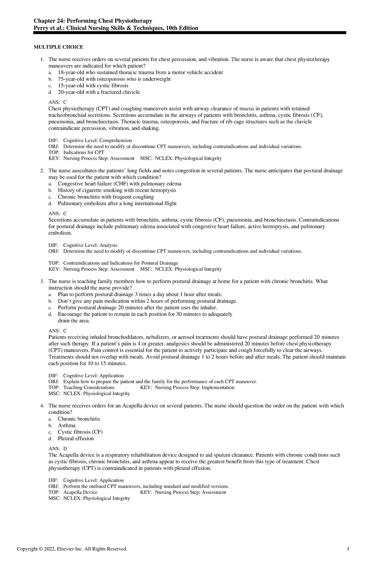Exam View - Chapter 24 - Quiz - Chapter 24: Performing Chest ...