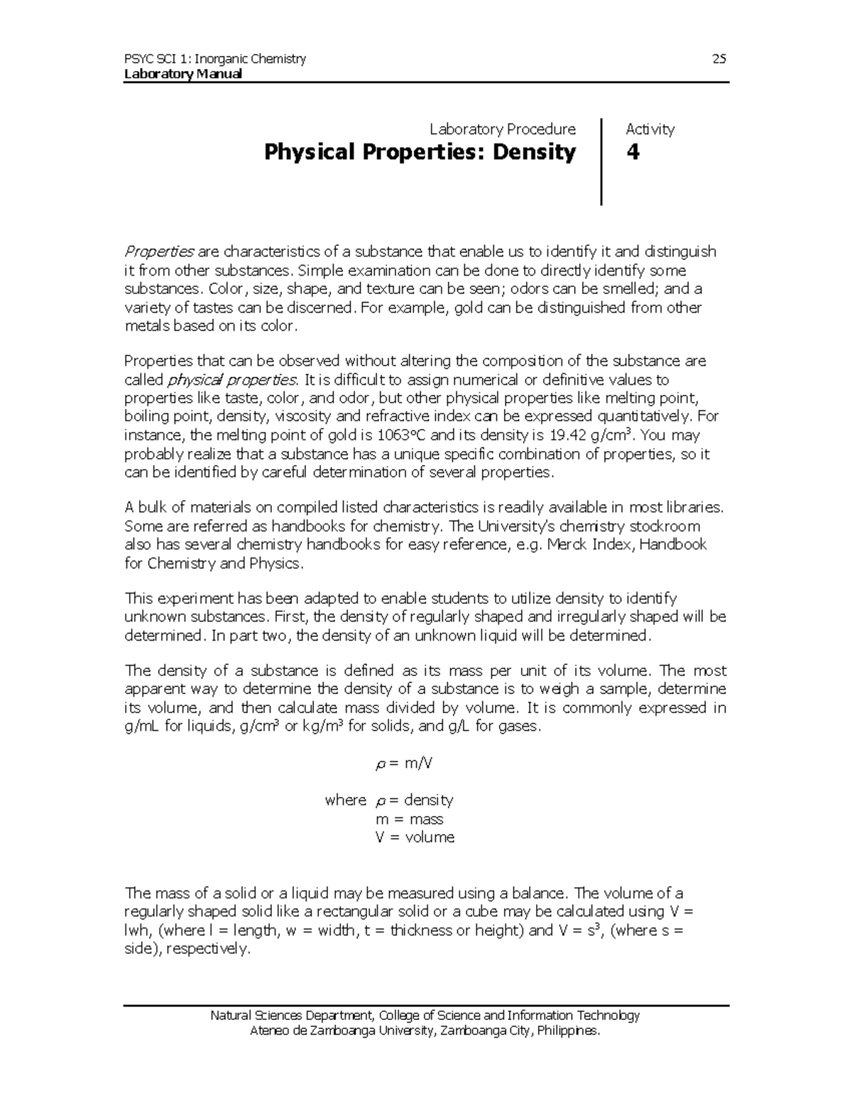 BL Inorg Chem Activity 4 Physical Properties - Density - PSYC SCI 1 ...