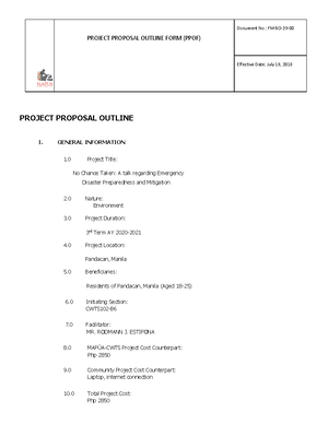 PPO- Sample - project proposal outline - Civic Welfare Training Service 3 - Mapúa - Studocu