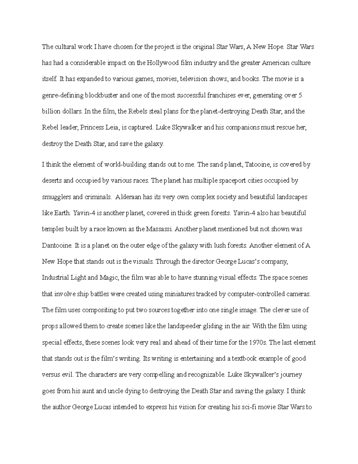 2-2 Project Proposal - The cultural work I have chosen for the project ...
