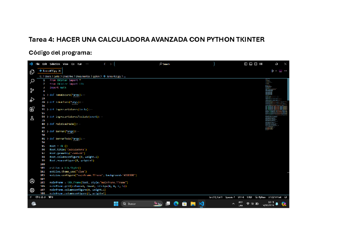 Tarea 4 CC - electricidad industrial - Tarea 4: HACER UNA CALCULADORA AVANZADA CON PYTHON ...