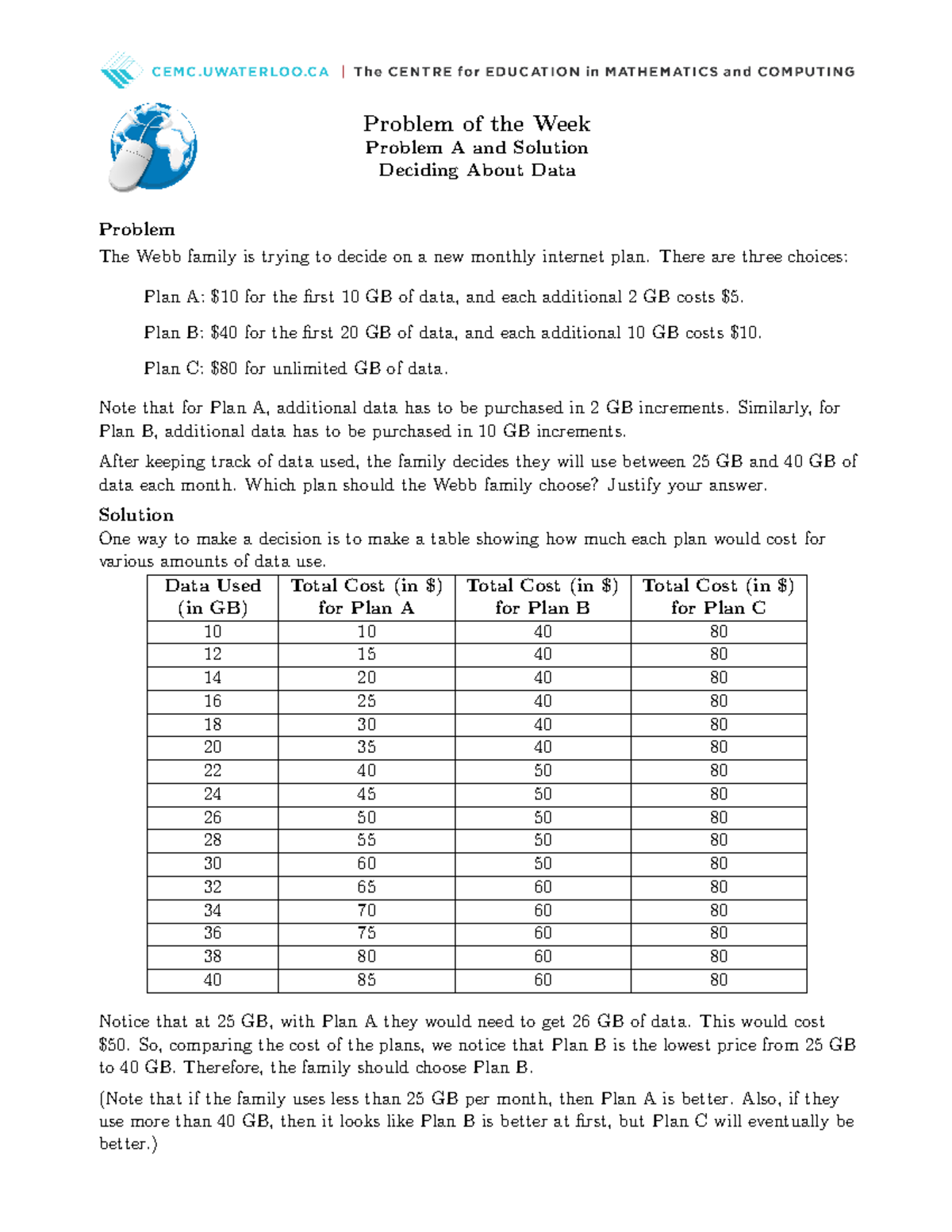 Potwa 21 A N 22 S - .math worksheet - Problem of the Week Problem A and ...