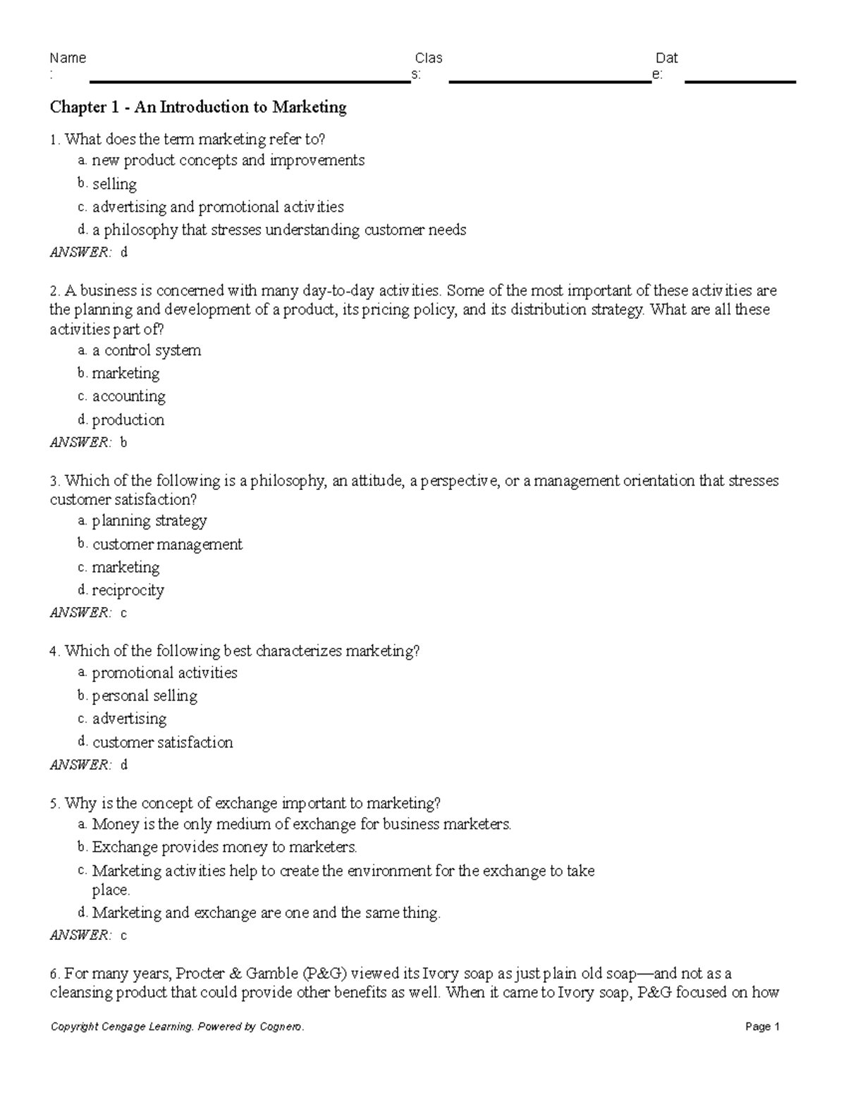 Chapter 1 An Introduction to Marketing - : s: e: Chapter 1 - An ...