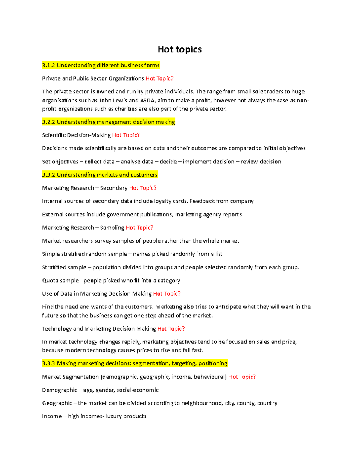 Hot topics - business and law - Hot topics 3.1 Understanding different ...