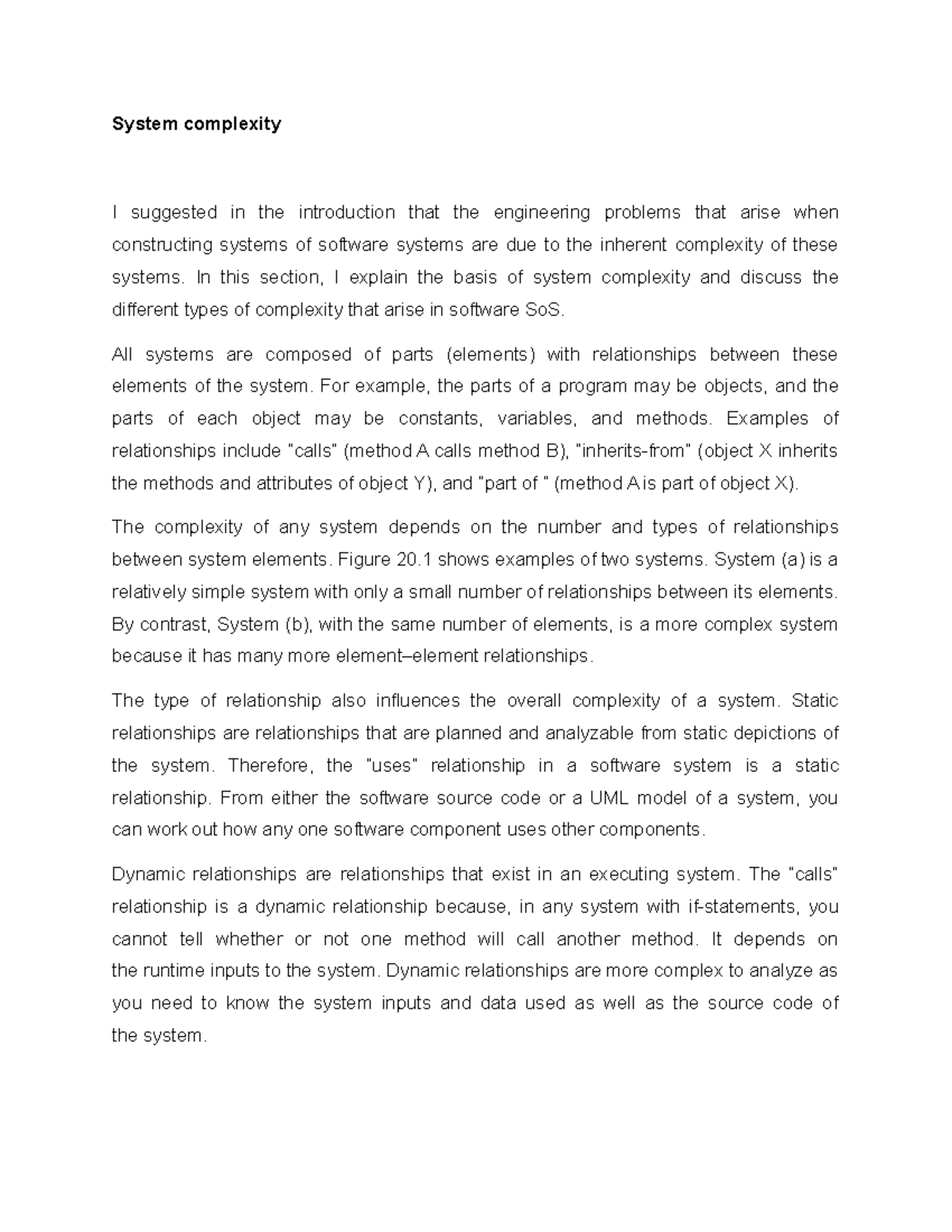 System complexity - In this section, I explain the basis of system ...