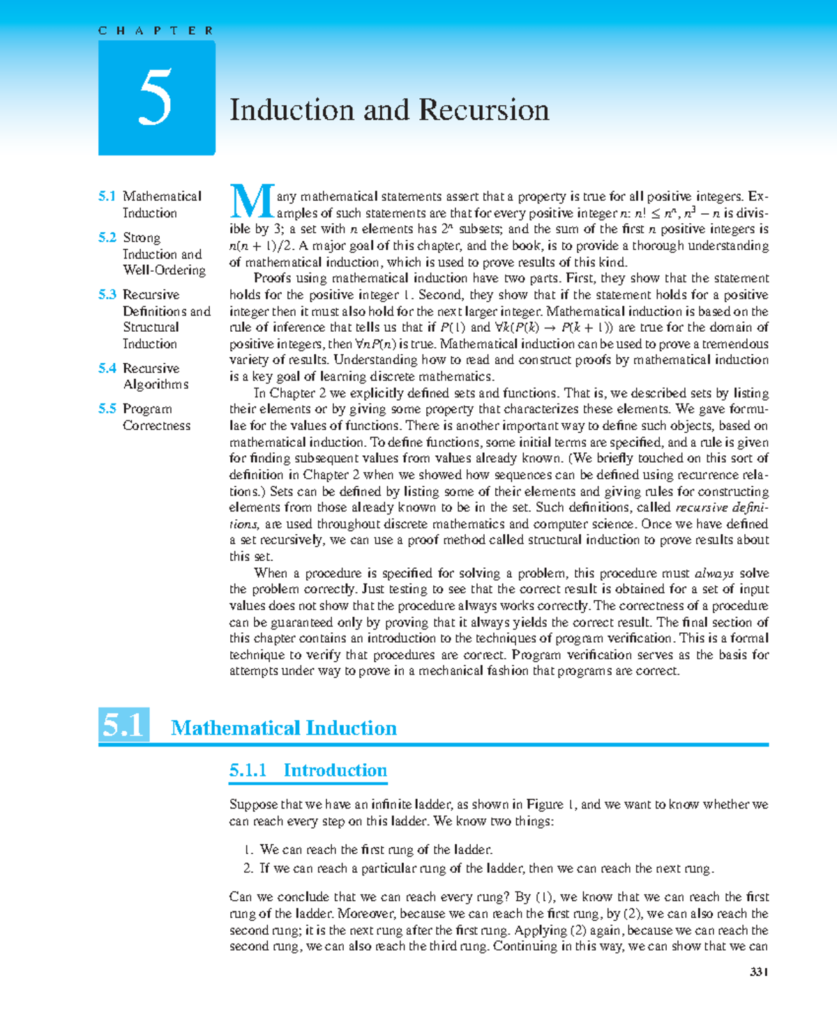 Chapter 5 - asd - 5 C H A P T E R Induction and Recursion 5 Mathematical Induction 5 Strong ...