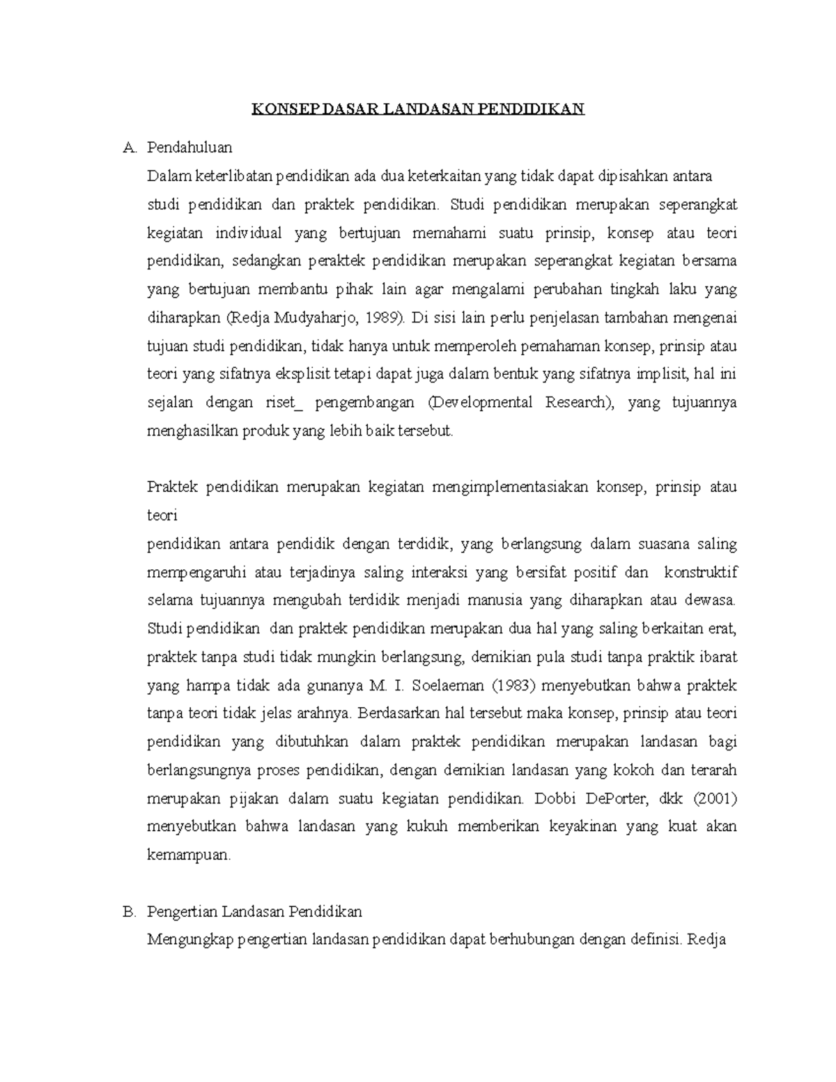 Konsep Dasar Landasan Pendidikan - KONSEP DASAR LANDASAN PENDIDIKAN A ...
