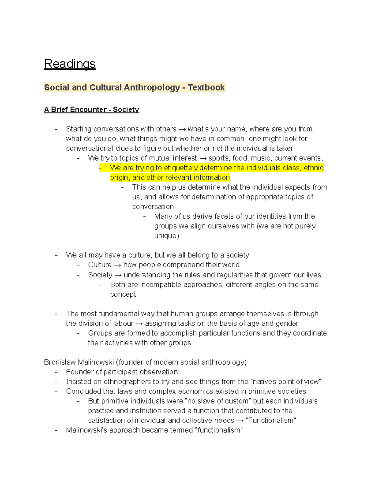 Week 3 - An Anthropological Approach to Human Nature - Readings Social ...