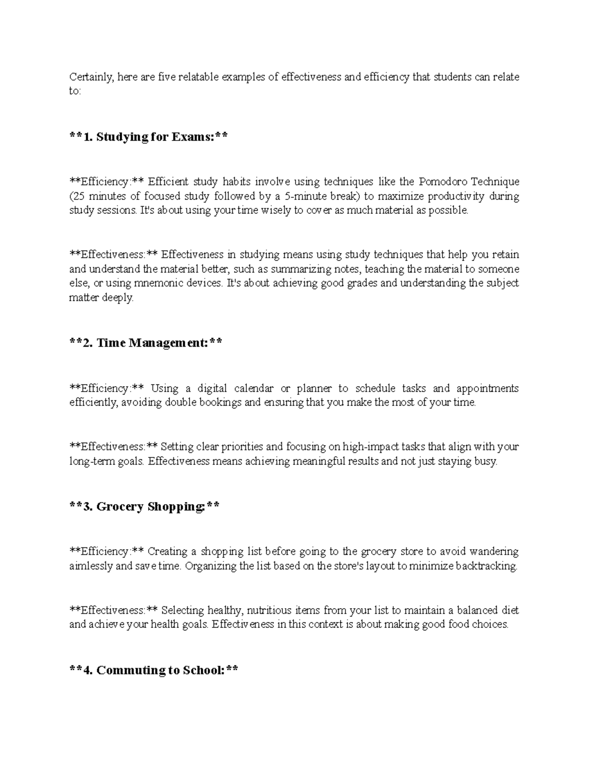 Effectiveness and efficency - Studying for Exams: Efficiency: Efficient study habits involve ...