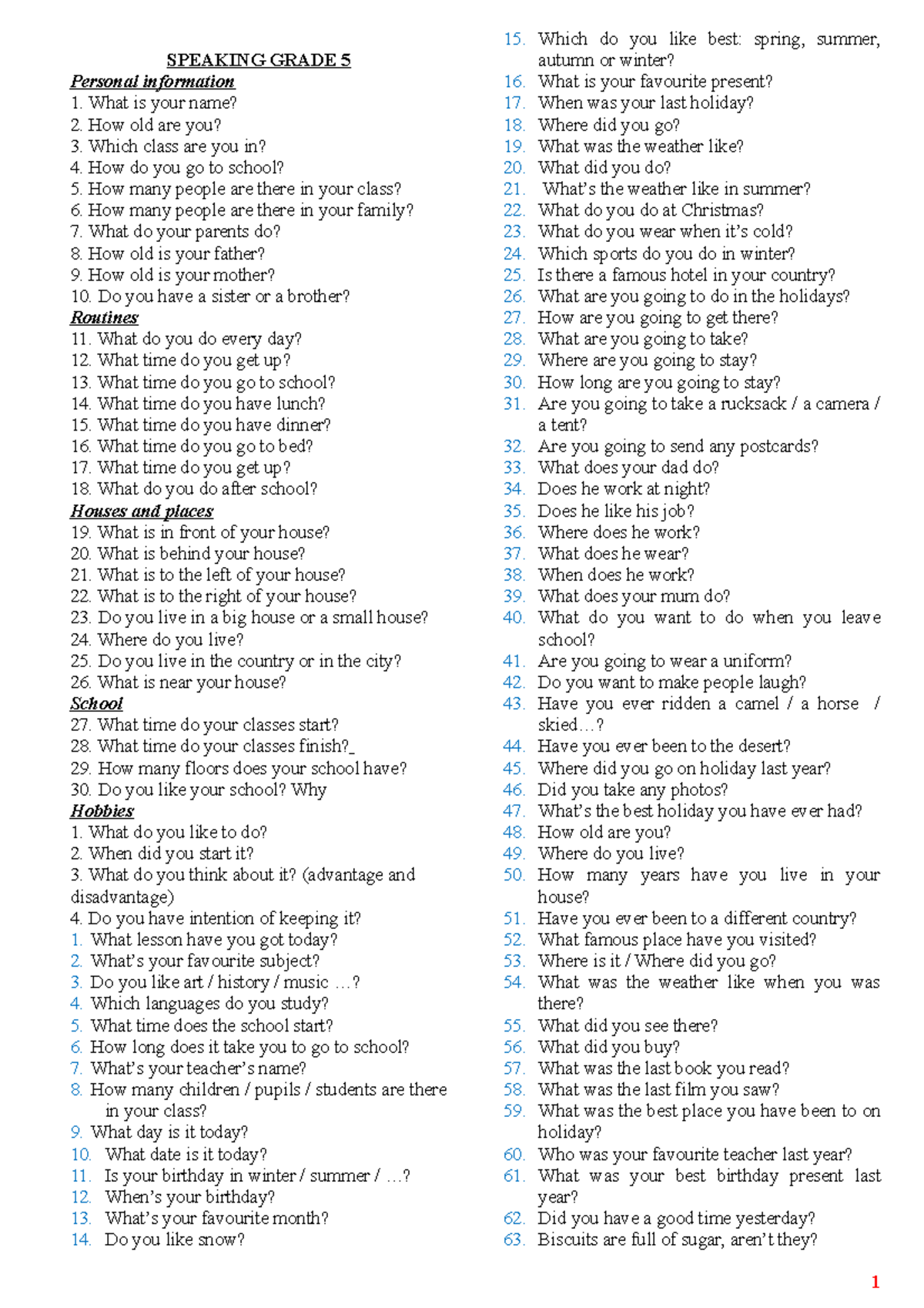 Speaking grade 5 - It is a part of advanced grammar . I hope that it ...